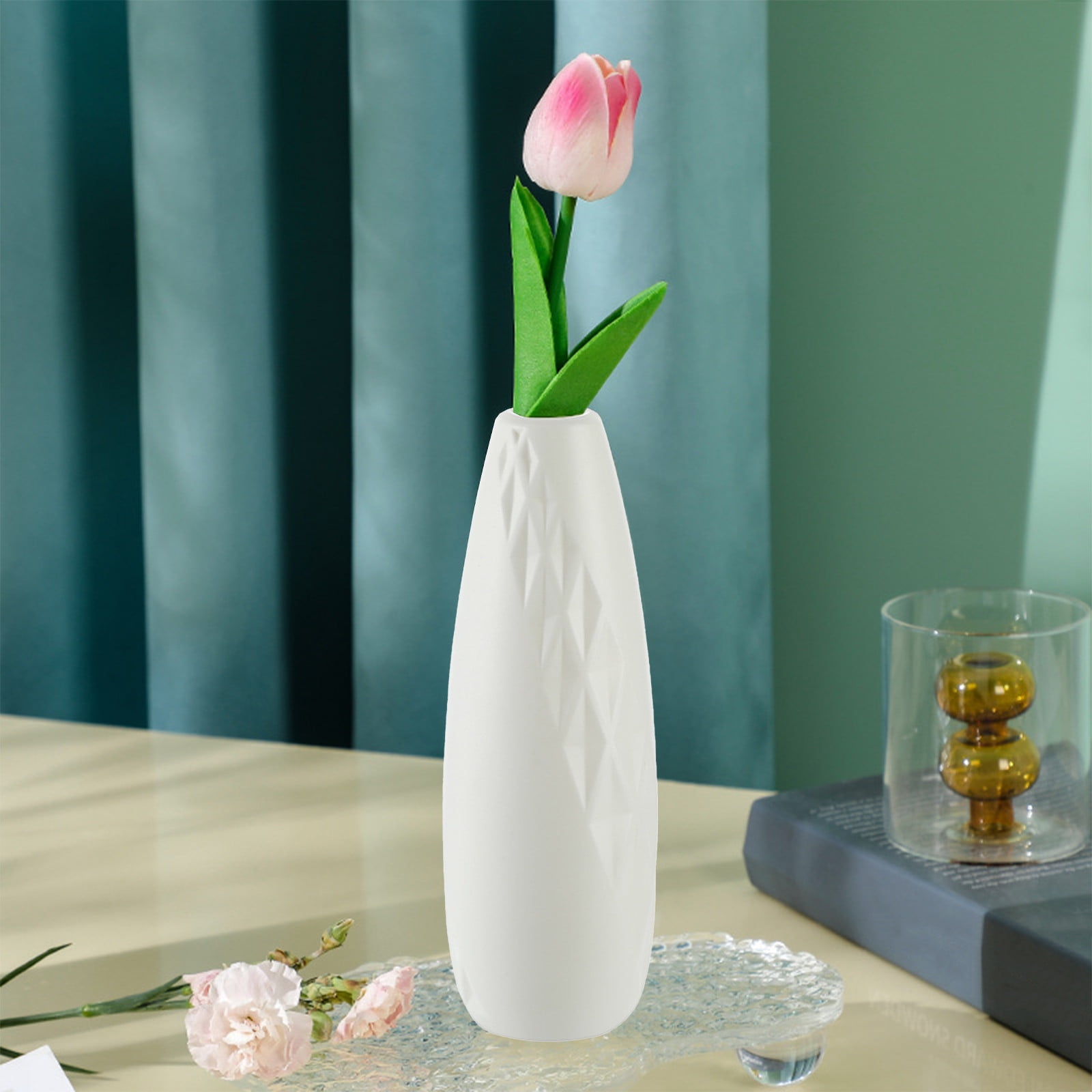 Plastic Imitation Glazed Vase Flower Pot Home Decor for TV Cabinet ...