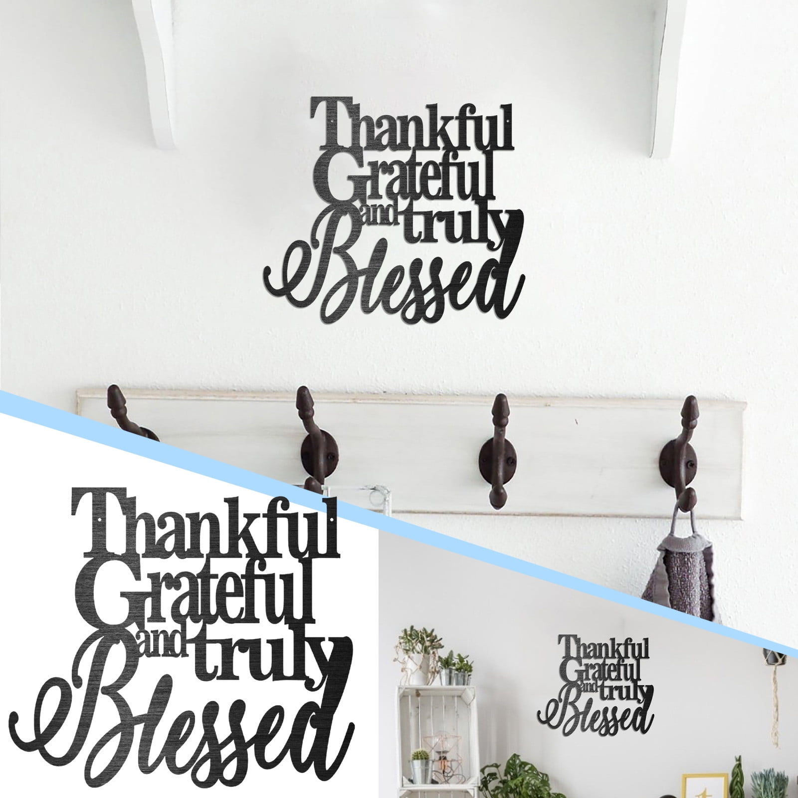 Grateful & Blessed Metal Wall Sign-8 Inspirational Home Decor-Indoor ...
