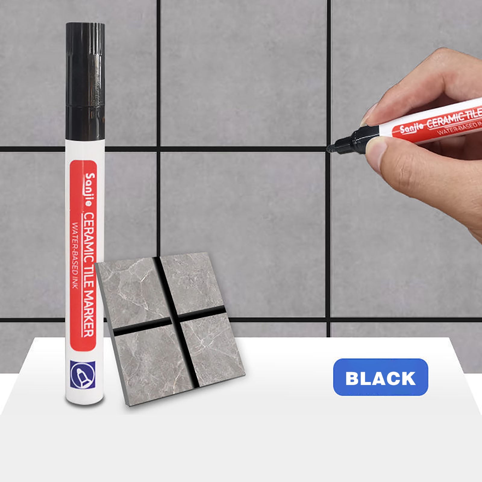 Rwvbm Grout Tile Pen Permanent Grout Marker & Cleaner 4ml Oil-Based Ink ...