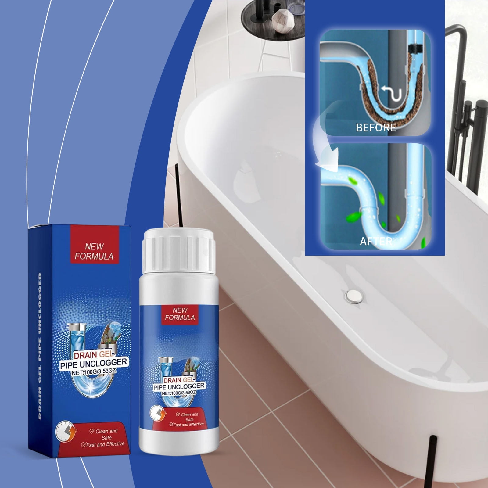 Rwvbm Heavy Duty Pipe Cleaner 100g Urine Scale Remover for Toilet ...