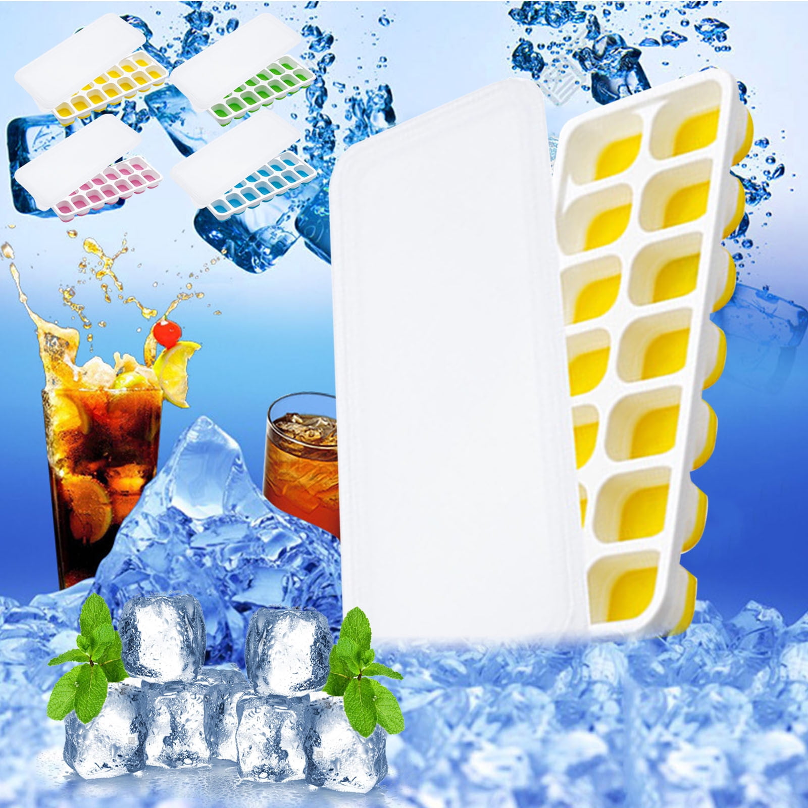 Ice Box,Soft Bottom Ice,Detachable Ice Tray,Stackable Design,Leak-Proof ...