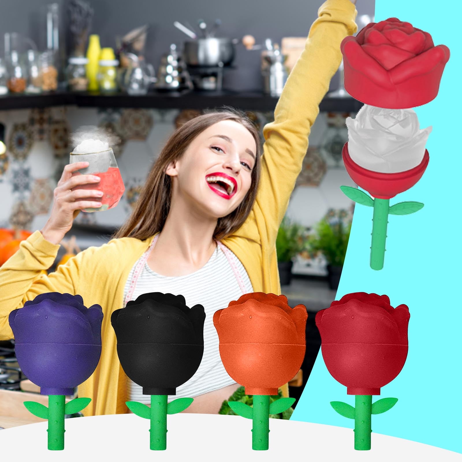 Ice Rose Maker,DIY Ice Block Tool,Food Grade Material,Freezing Design ...