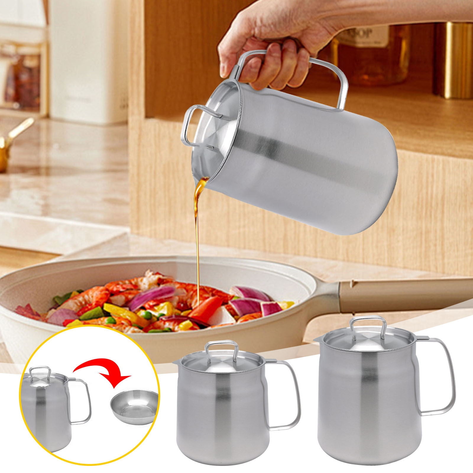 Stainless Steel Oil Pot,Leak-Proof Oil Filter Pot,Drip-Free Frying Oil ...
