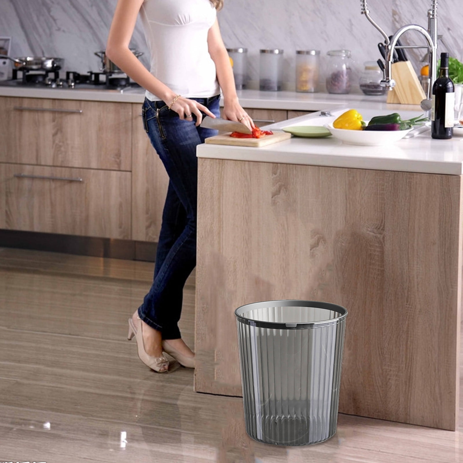 Transparent Trash Can,Stylish Home Waste Bin,Pressure Ring Garbage Bin ...