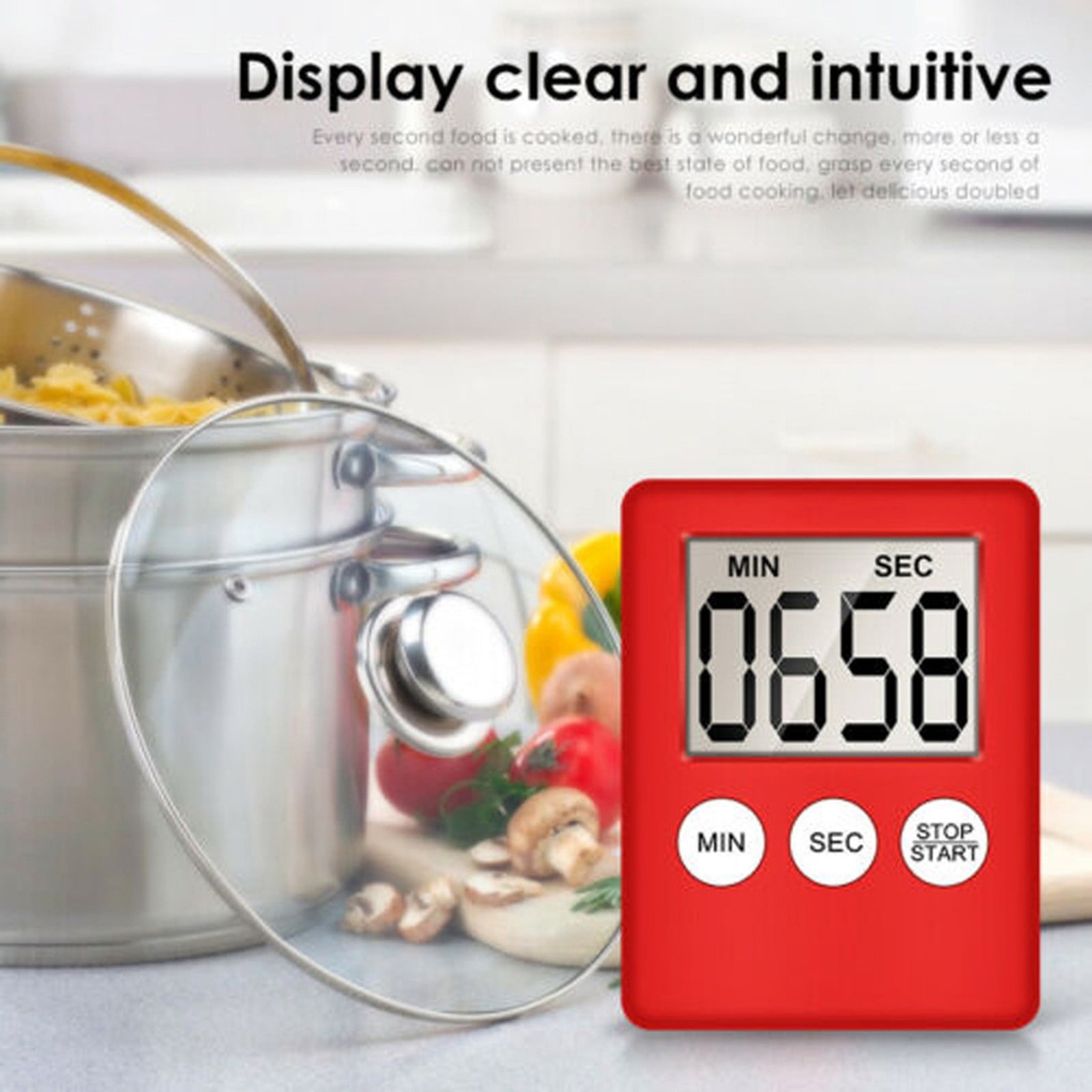 Rwvbm Large Digital LCD Kitchen Timer Count Up/Down Alarm Clock with Magnetic Back 99 Min 59 Sec ...