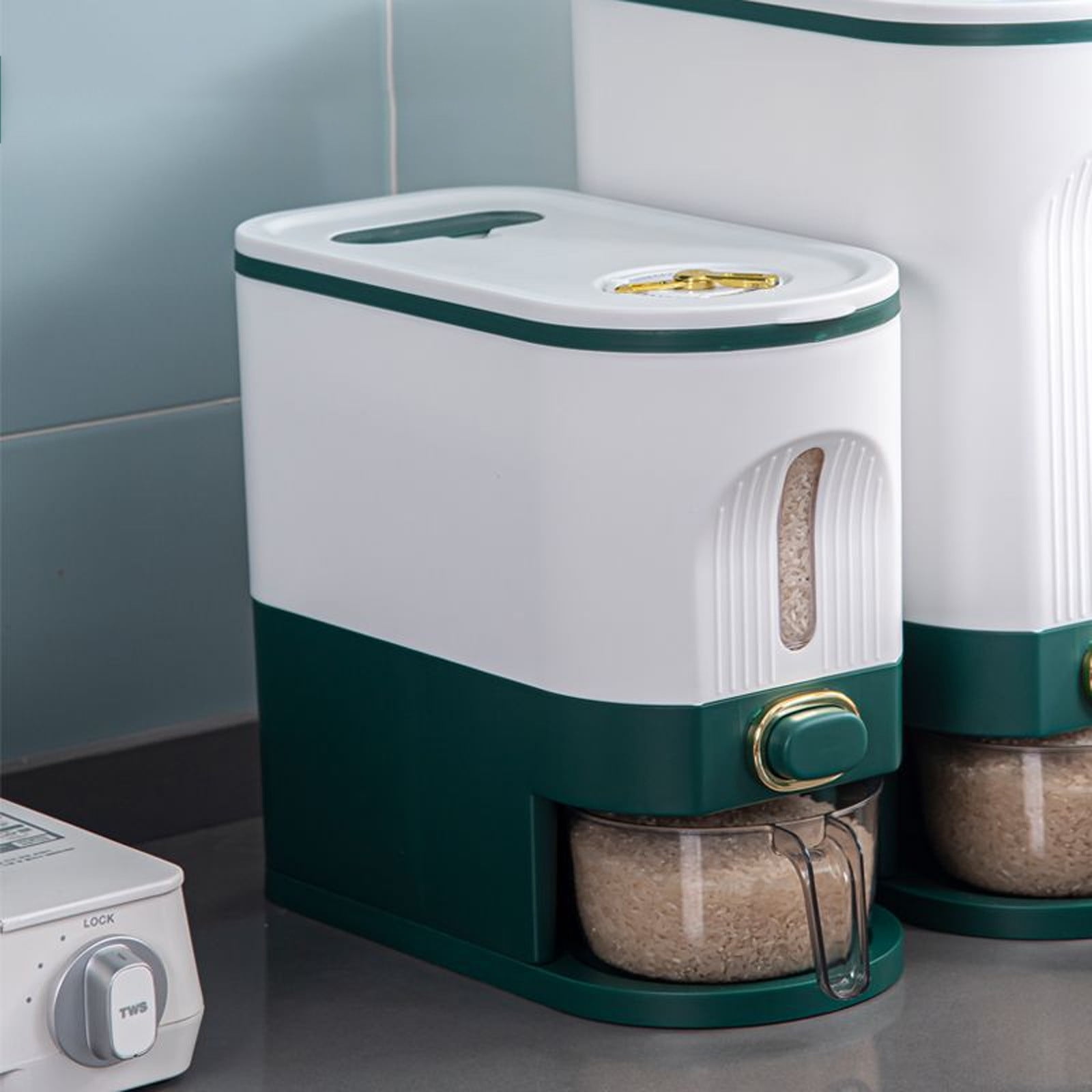 Rwvbm Large Rice Dispenser with Measuring Cup & Freshness Box 33 ...
