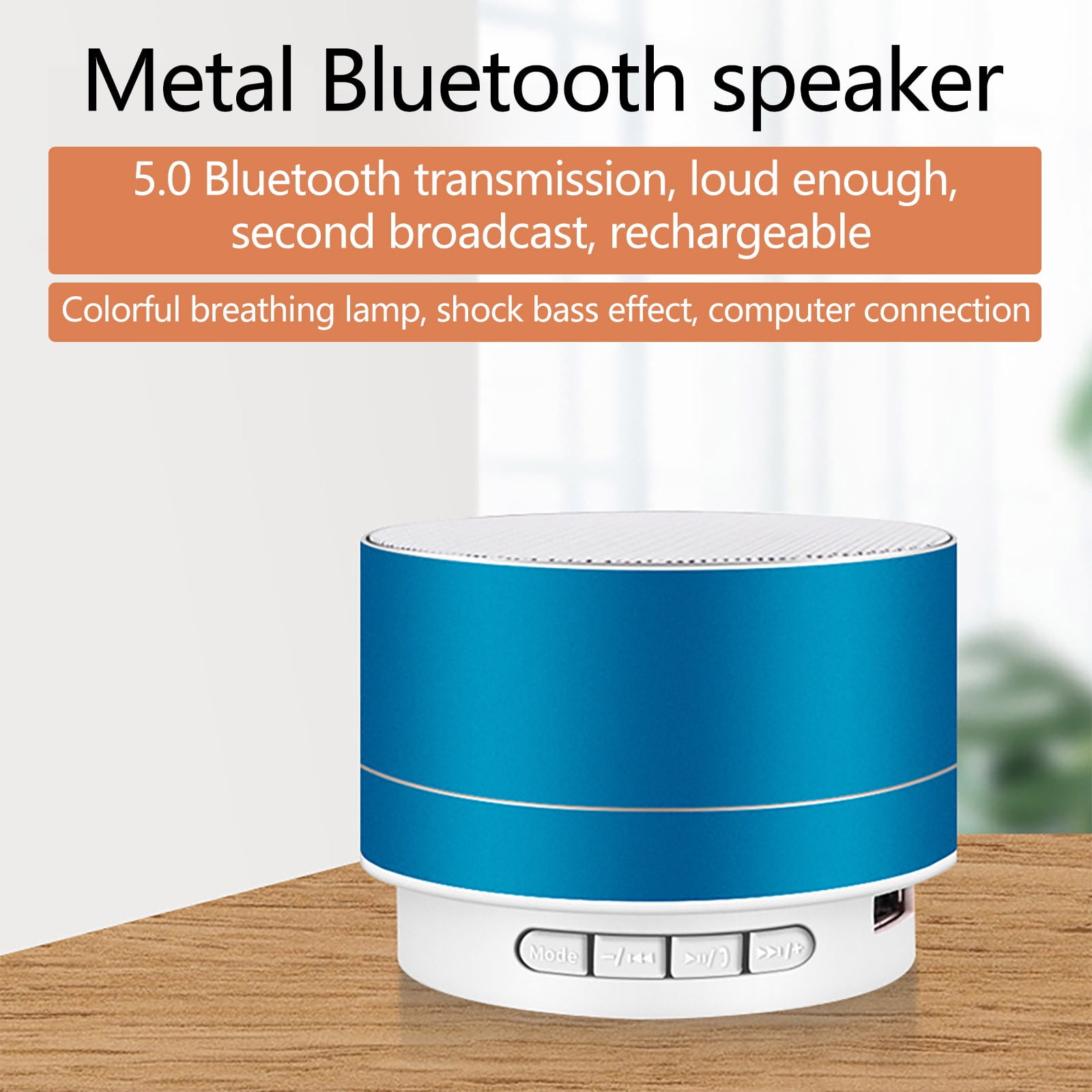 Rwvbm Metal Bluetooth Speaker with LED Lights, Mini Shape, and Portable ...