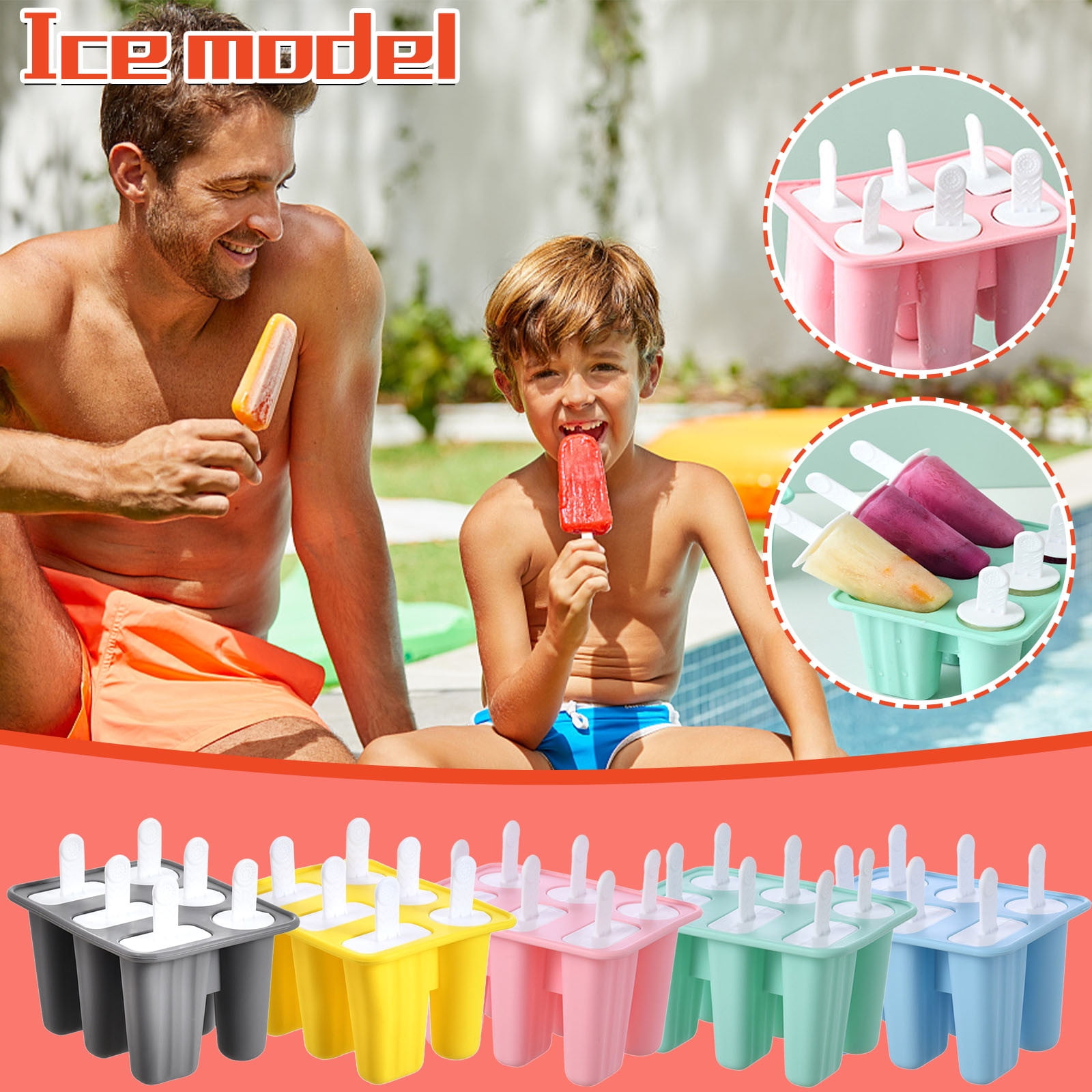 Rwvbm Mini Ice Maker Trays,6 Sets of Ice Tray Ice Maker Iced Ice Cream ...