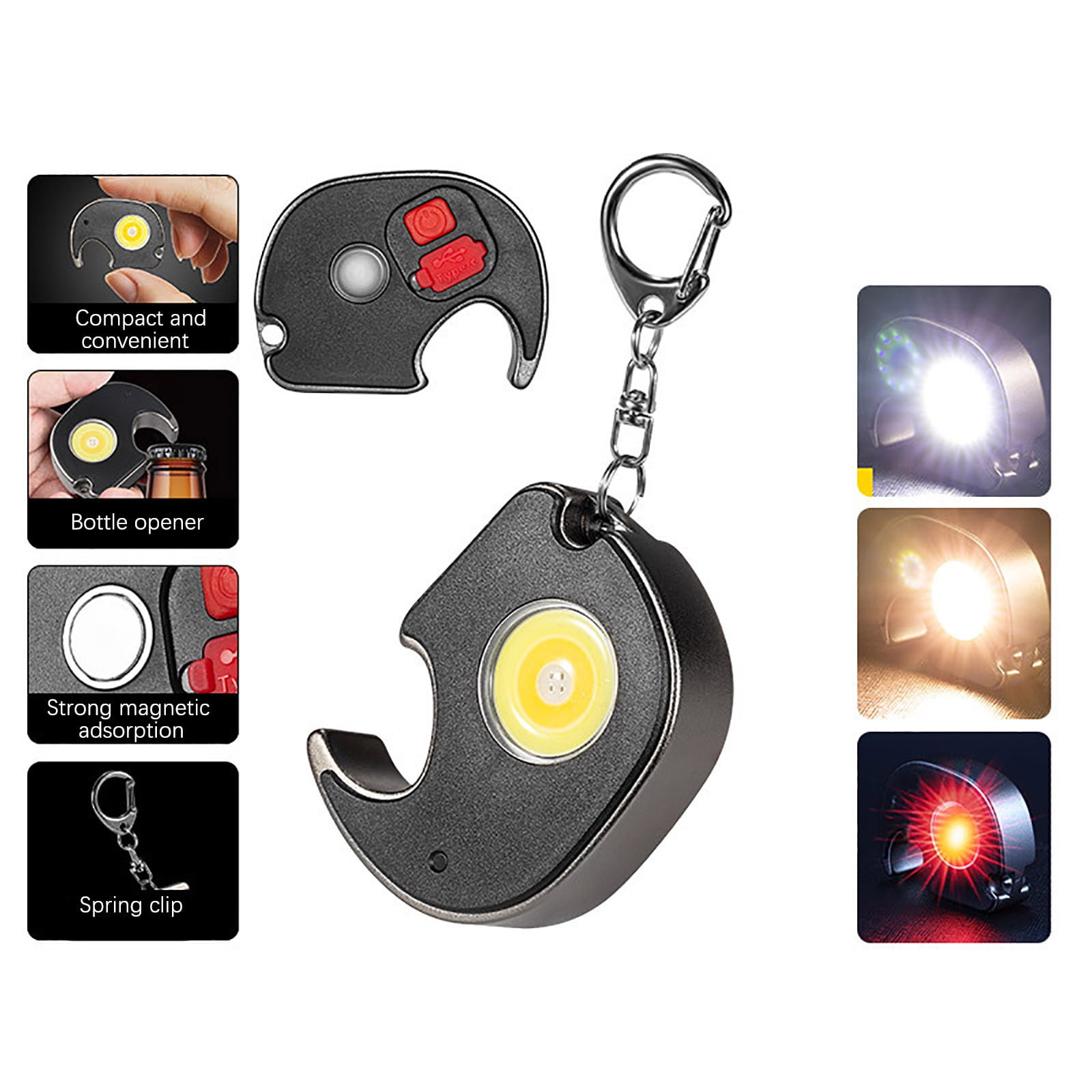 Rwvbm Mini LED Keychain Flashlight 460LM COB Light with Bottle Opener ...