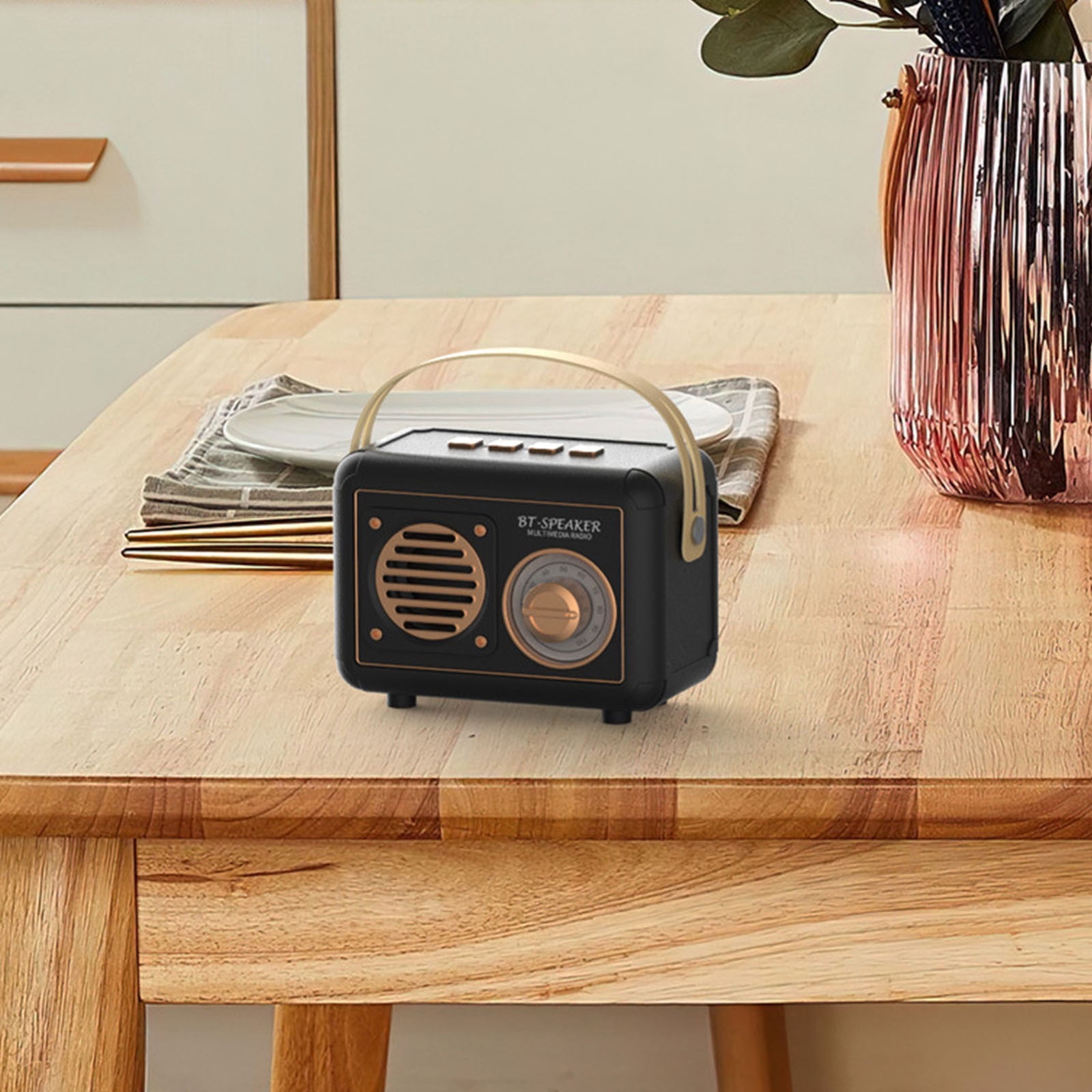 Retro Bluetooth Speaker,Mini Portable Music Player,Wireless Subwoofer ...