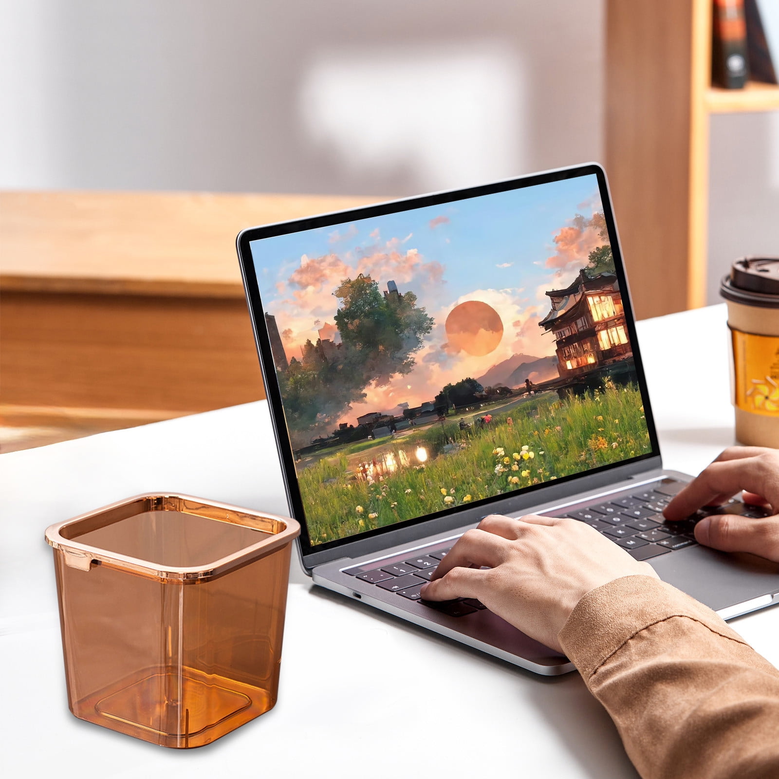 Desk Trash Can,Compact Clear Waste Bin,Mini Office Garbage Can,Sturdy ...