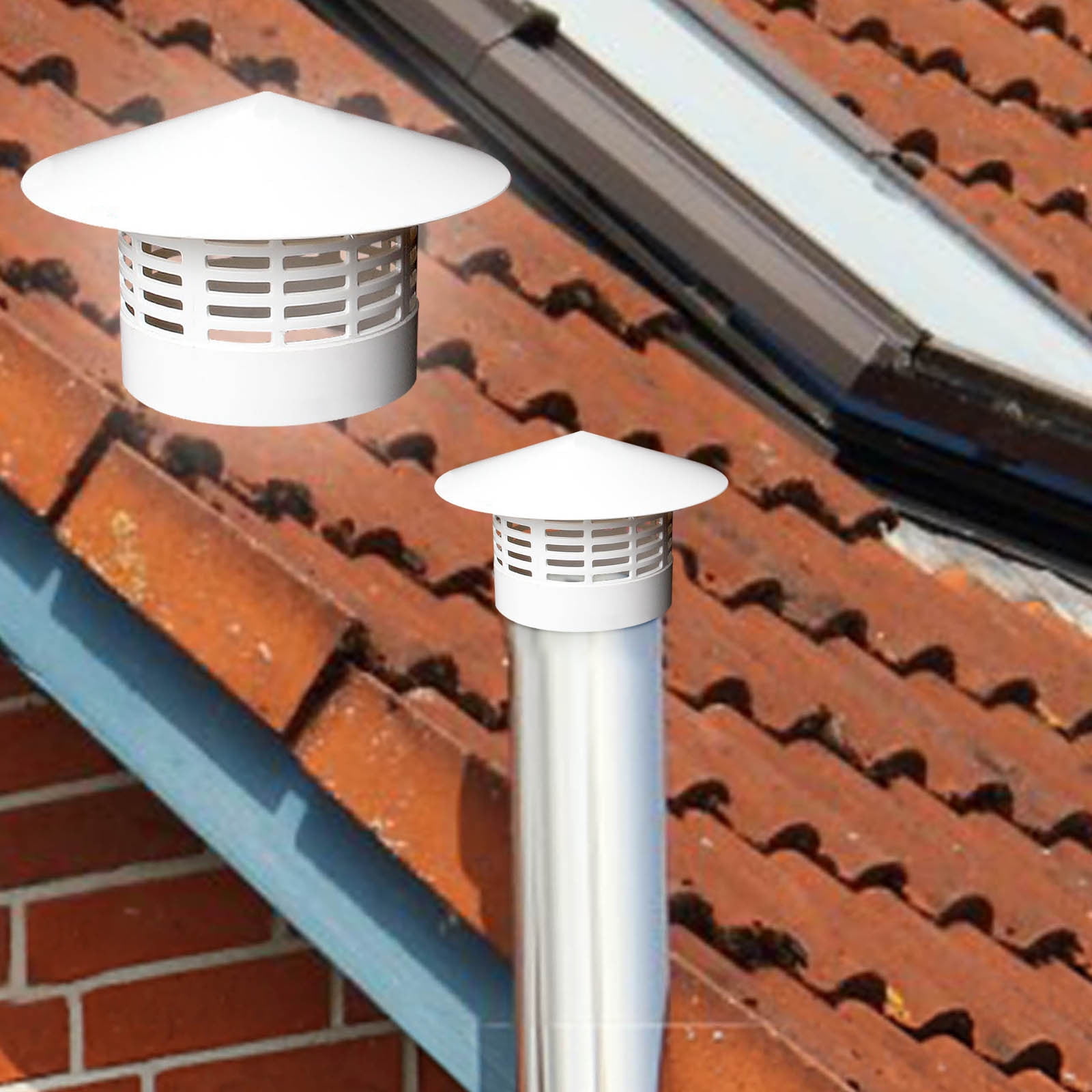 Rwvbm Plastic Chimney Vent Cover 360° Grille Rainproof Chimney Hat Roof ...