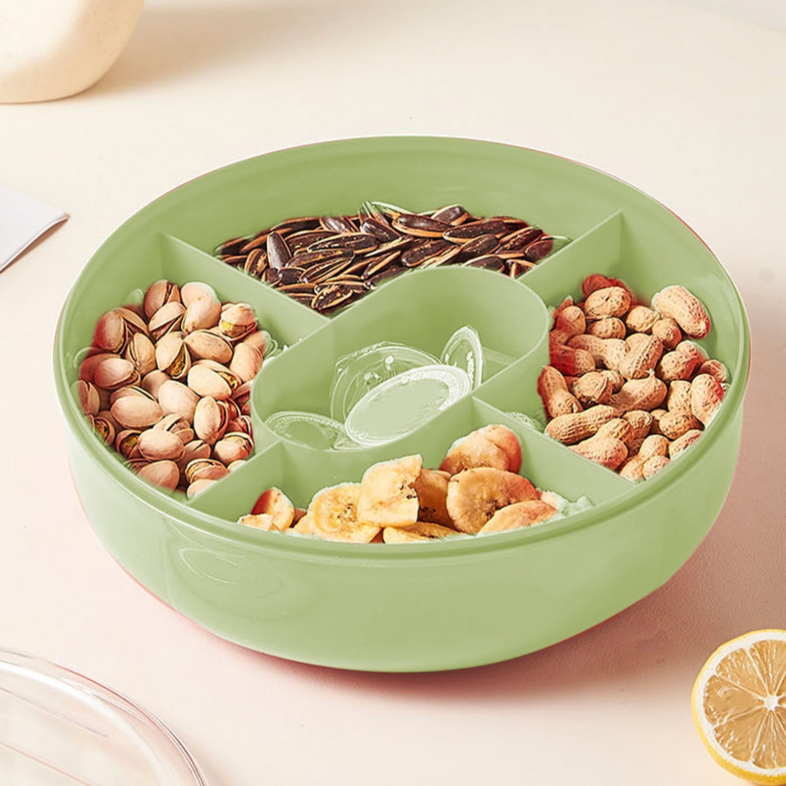 Rwvbm Portable Snack Box with Lid - 9.84x9.84x3.26in Divider Tray Leak ...