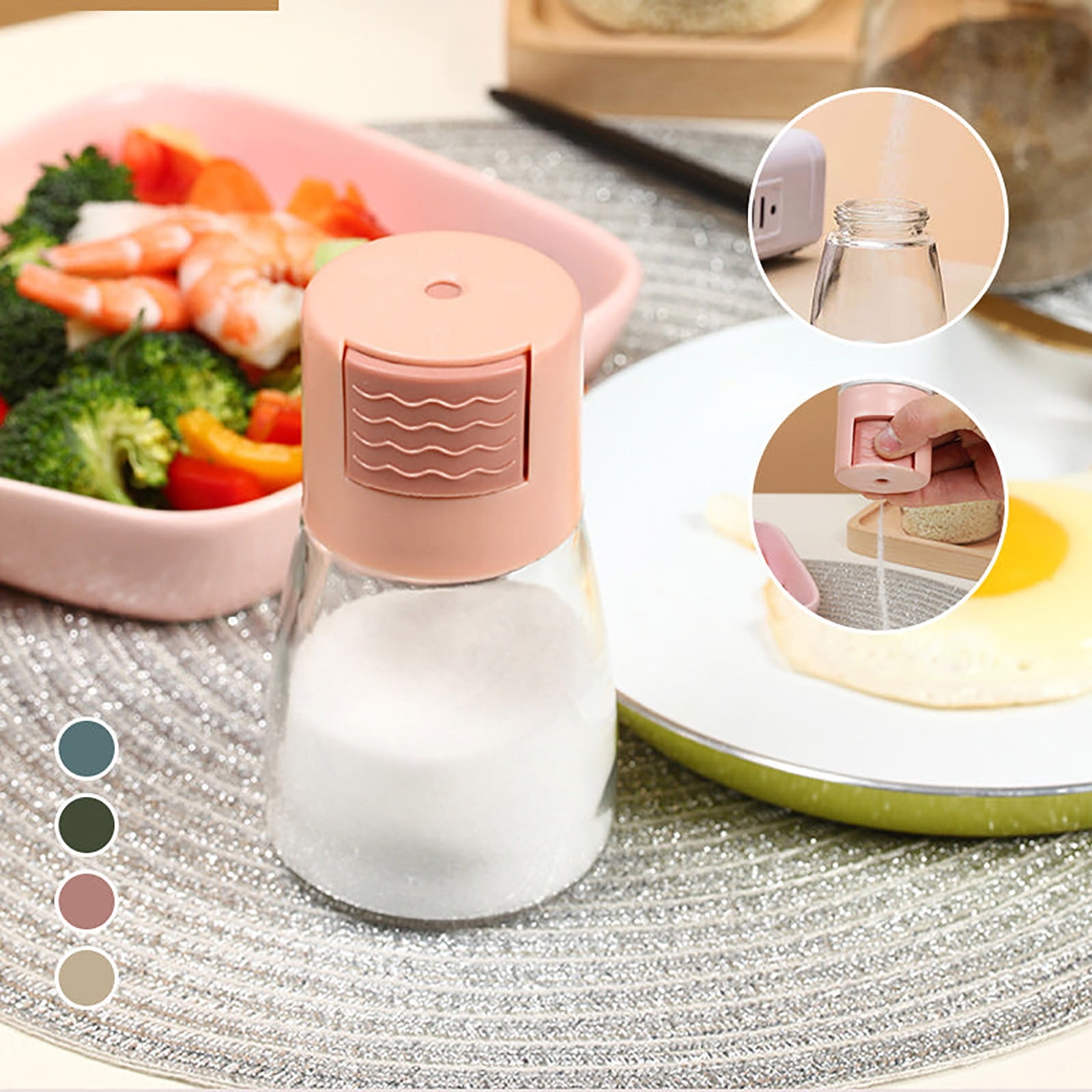 Rwvbm Quantitative Push Pepper Shaker 180ml Glass & Plastic Seasoning ...