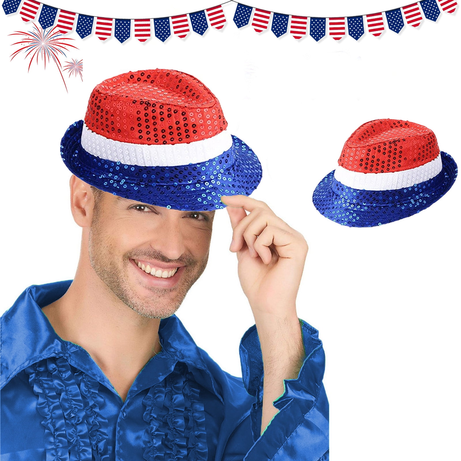Rwvbm Red White & Blue Sequin Party Hat|Independence Day Patriotic ...