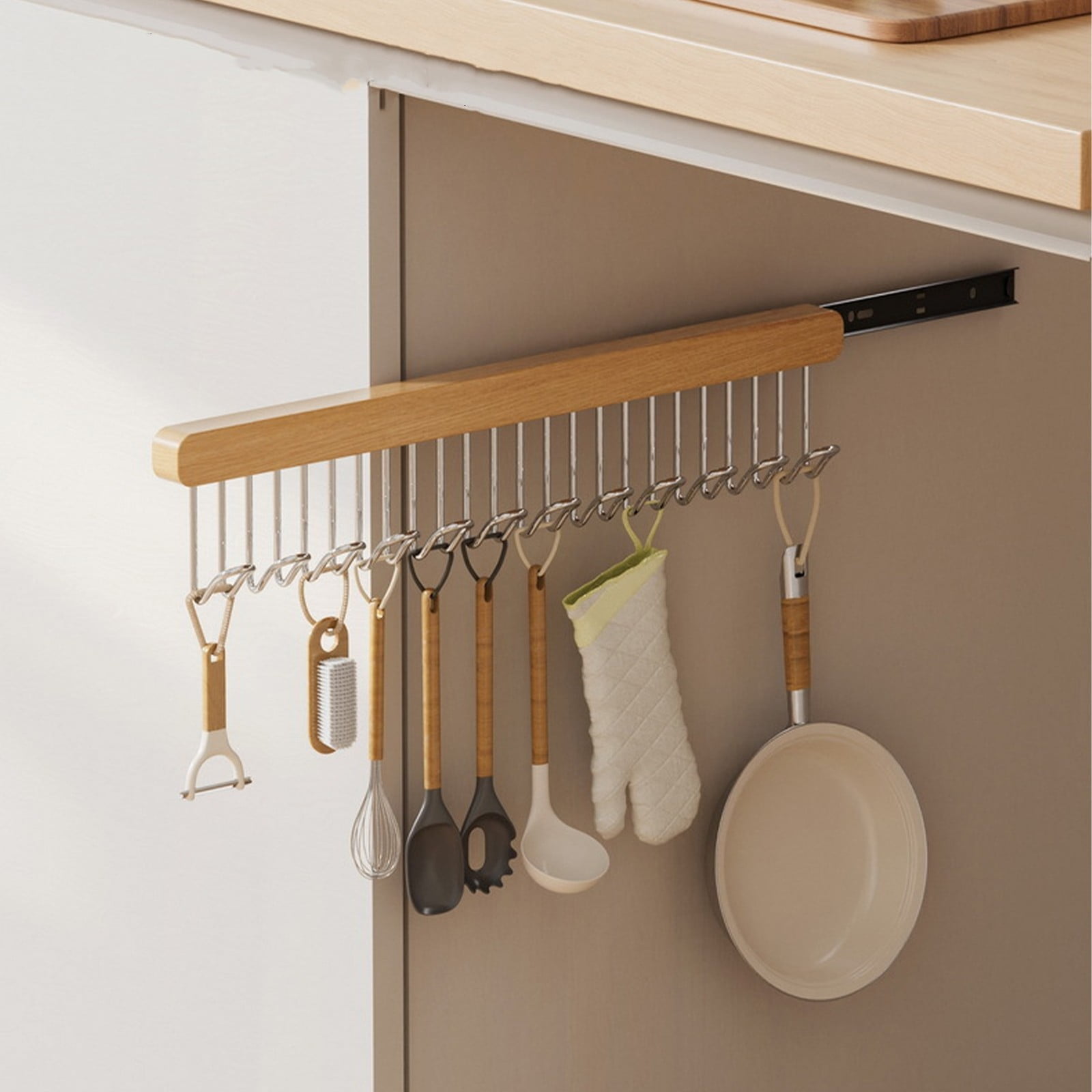 Pull-Out Rack,Telescopic Clothes Hanger,Wall-Mounted Drying Hook,U ...