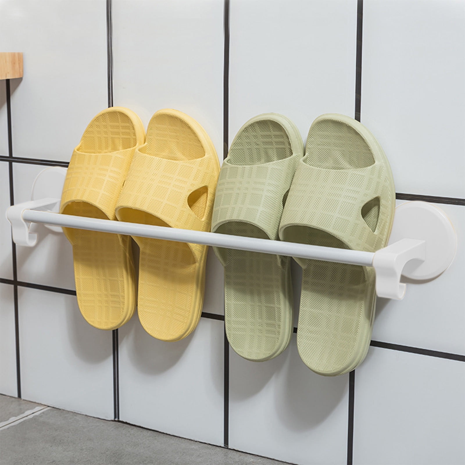Bathroom Slippers Rack,Wall Mounted Shoe Storage,Punch-Free ...