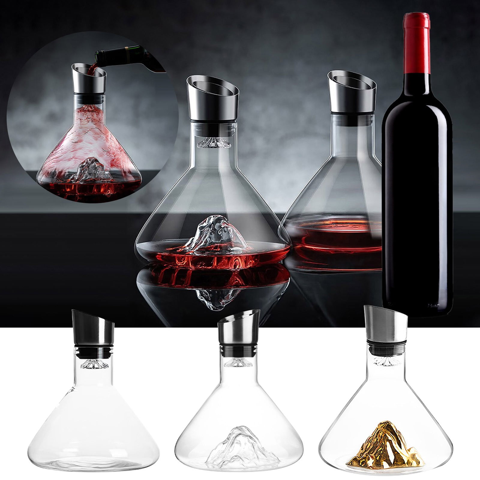 Iceberg Wine Decanter,Handed Glass Wine Dispenser,Stainless Steel ...