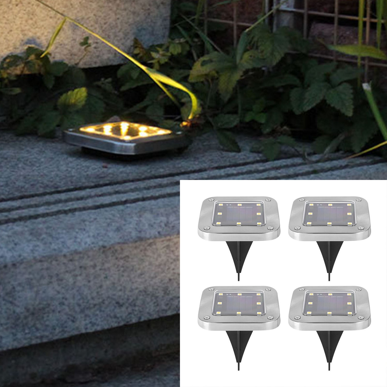 Solar Ground Lights,8 LED Outdoor Solar Lights,Waterproof Garden Lights ...