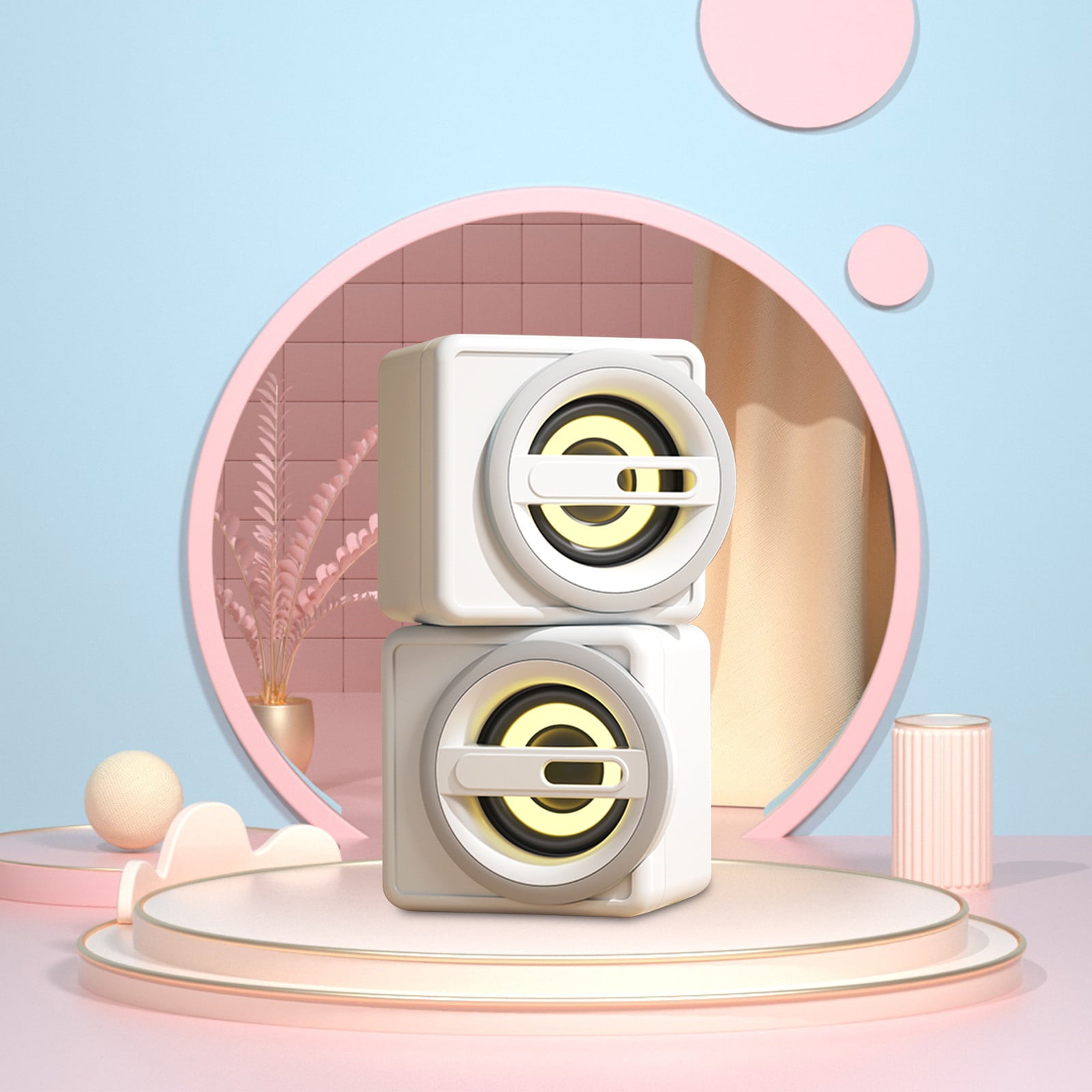 Mini Desk Speakers,HIFI Stereo Sound,Colorful Breathing Lights,Compact ...