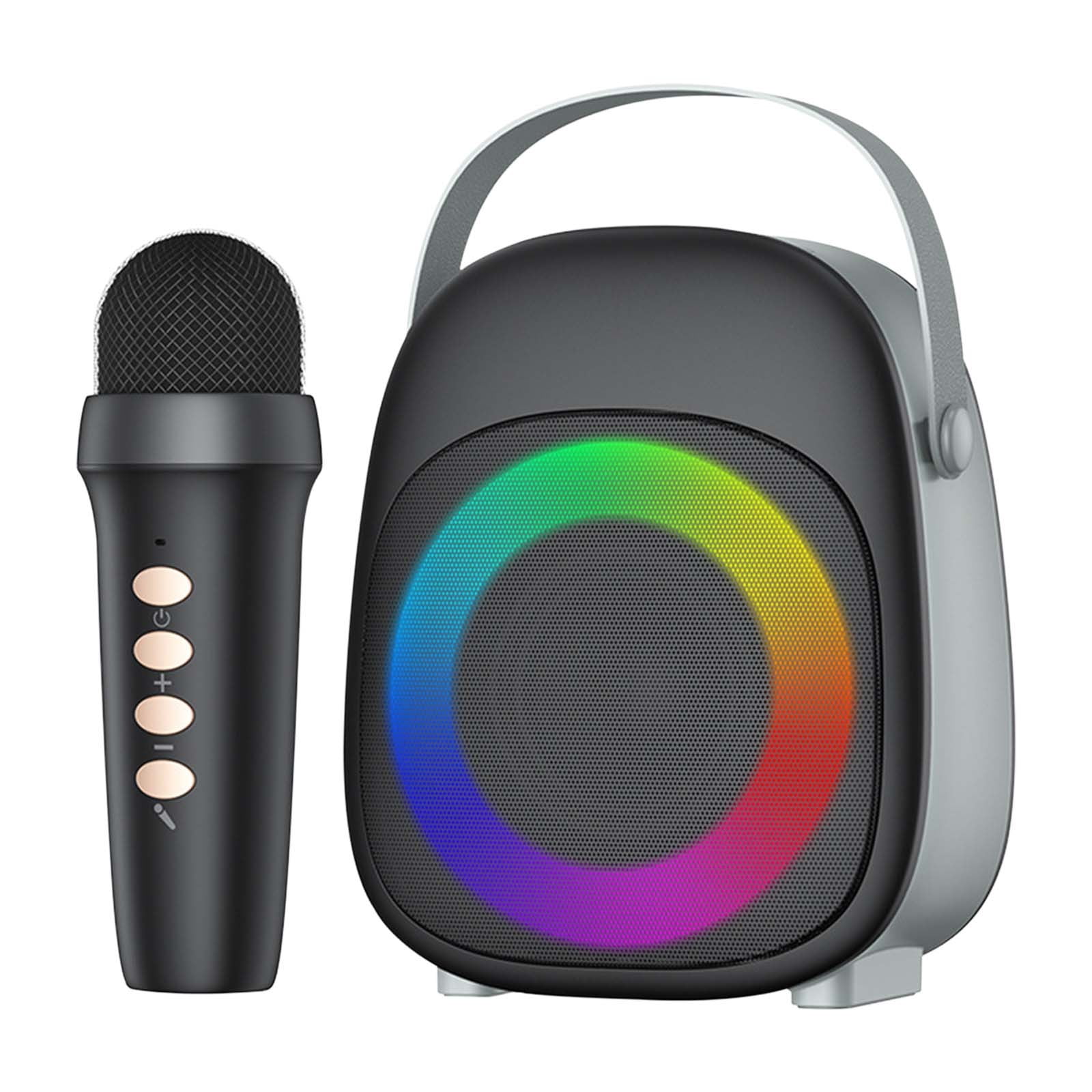Karaoke Bluetooth Speaker,Mini Portable Microphone,Colorful Light ...