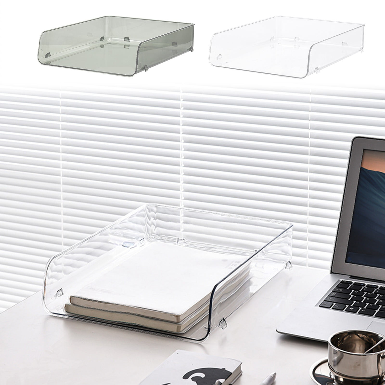 Stackable Acrylic Desktop File Organizer Box, Multi-Purpose Desk ...