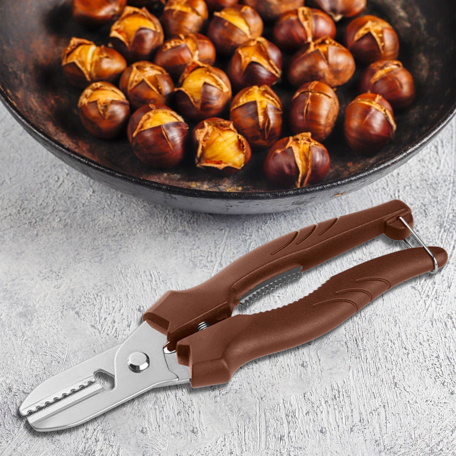 Rwvbm Stainless Steel Chestnut Opener Nutcracker & Sheller Tool Ergonomic Hle with Serrated ...