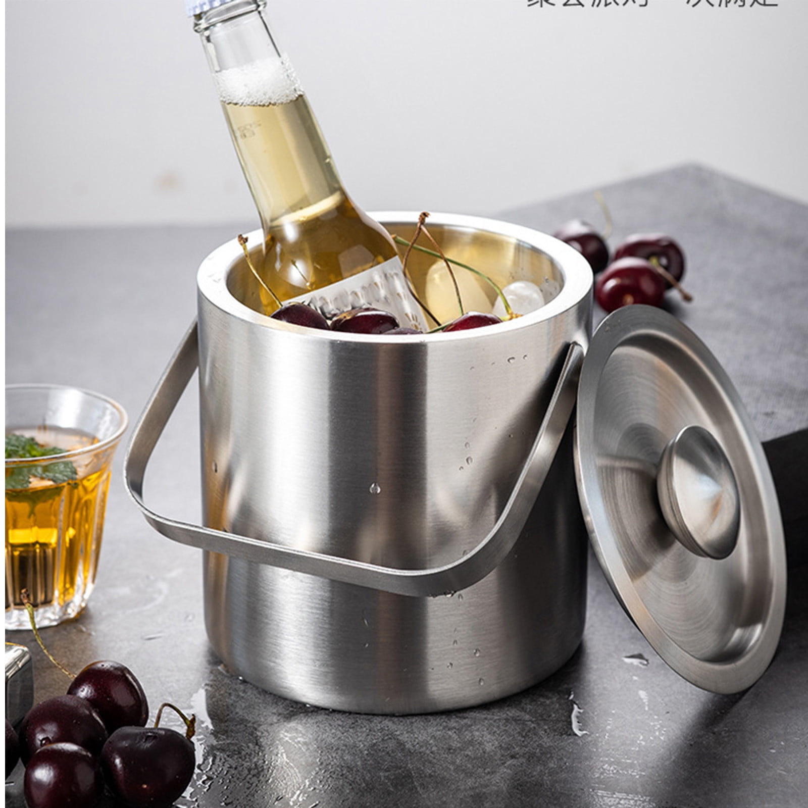 Rwvbm Stainless Steel Classic Round Ice Bucket Beverage Cooler,101oz ...