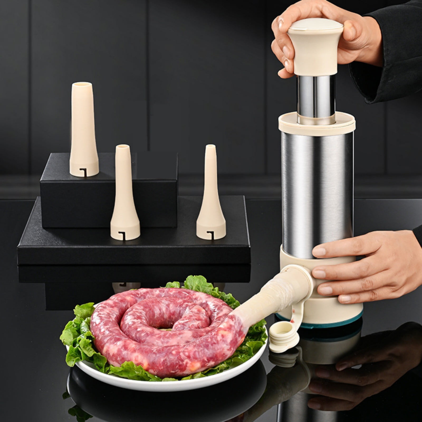 Rwvbm Stainless Steel Manual Sausage Stuffer 2-in-1 Meat Grinder ...