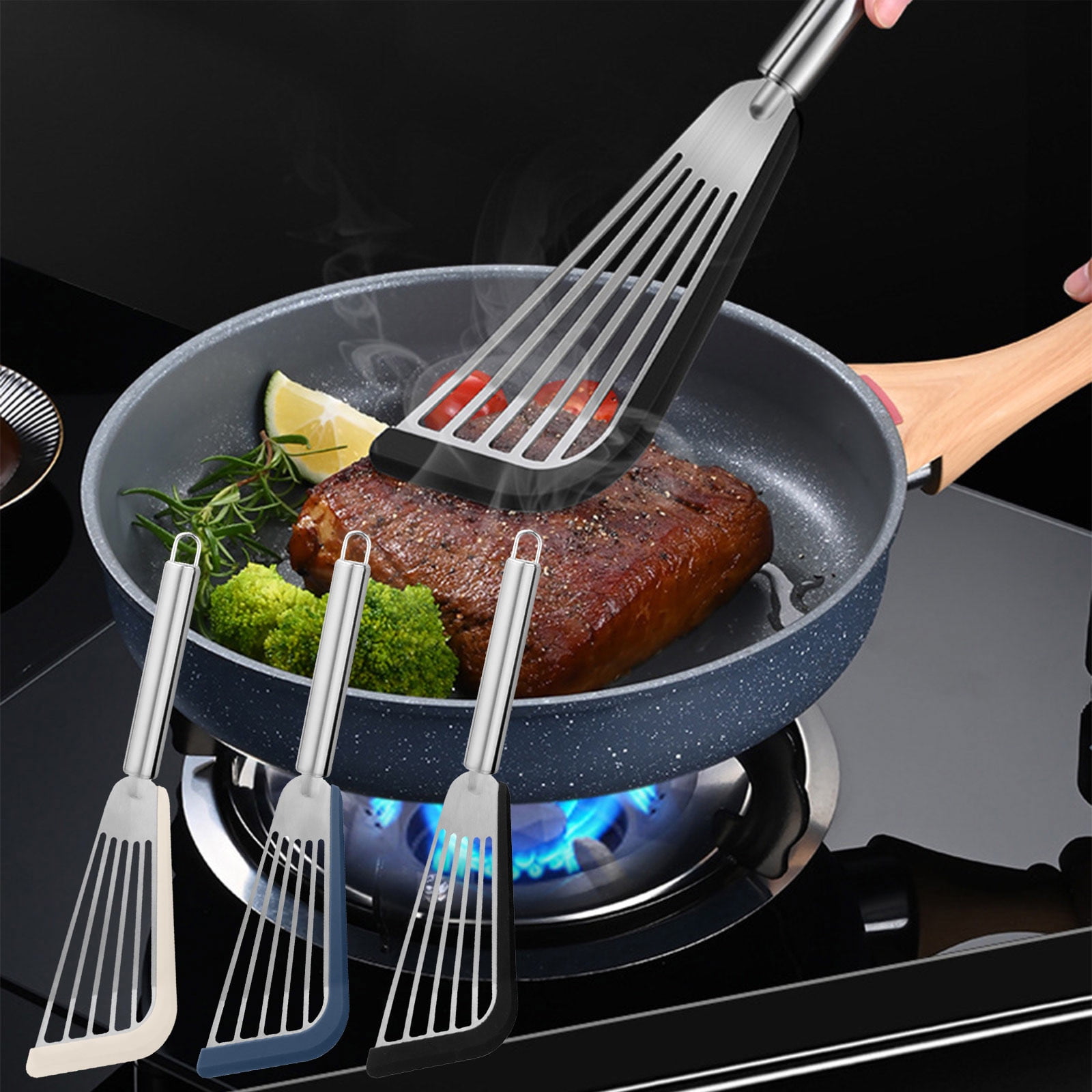 Rwvbm Stainless Steel Steak Frying Fish Spatula, Fan-shaped Spatula ...