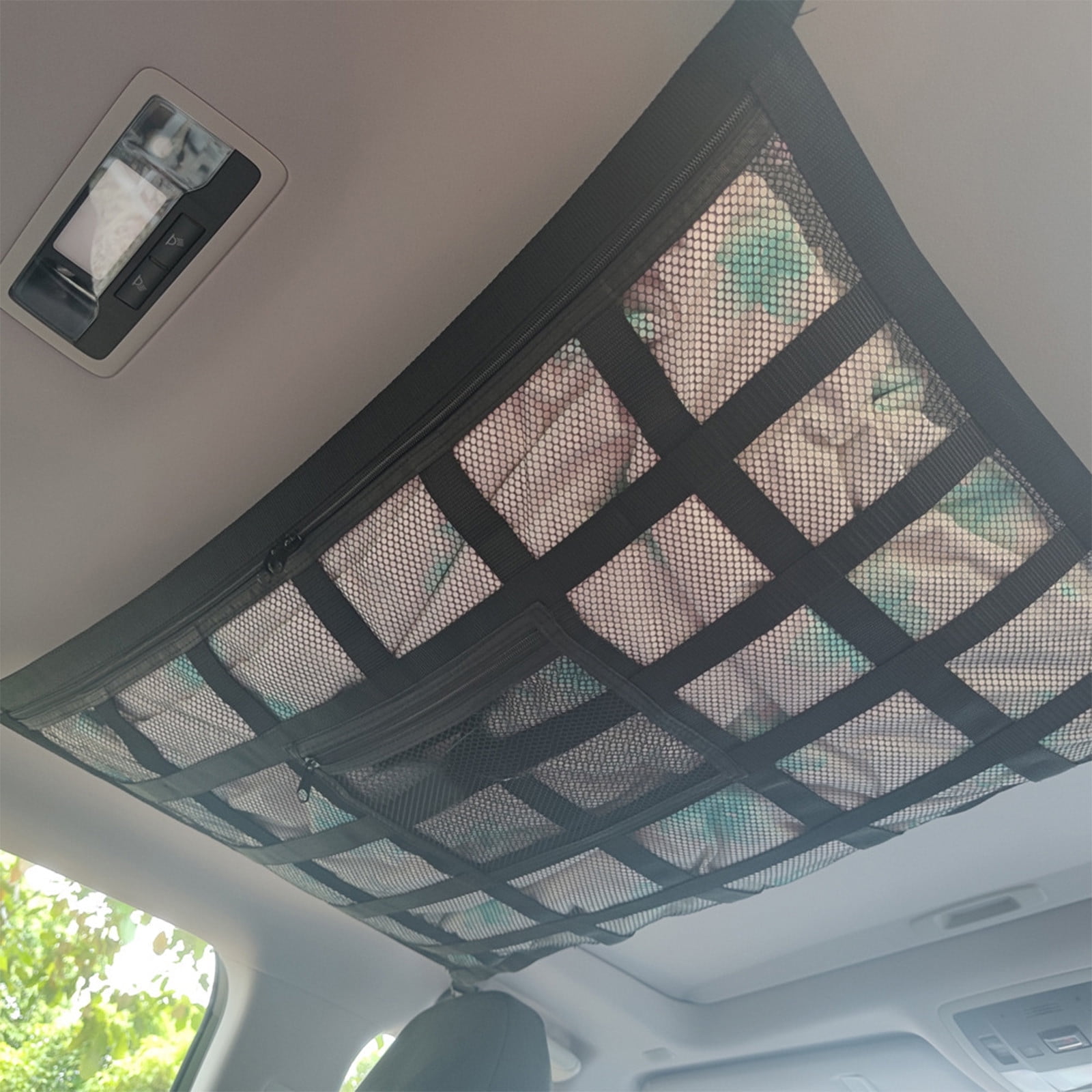 Car Ceiling Cargo Net,Double-Layer Mesh Roof Organizer,Zipper Storage ...