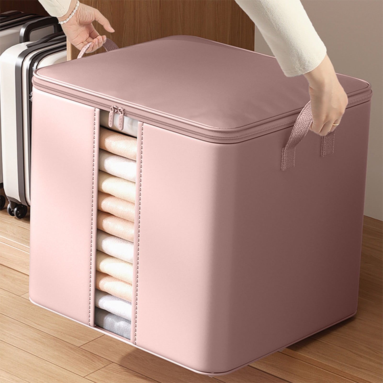 Quilt Storage Bag,Thick Cotton Clothes Organizer,Zippered Blanket ...