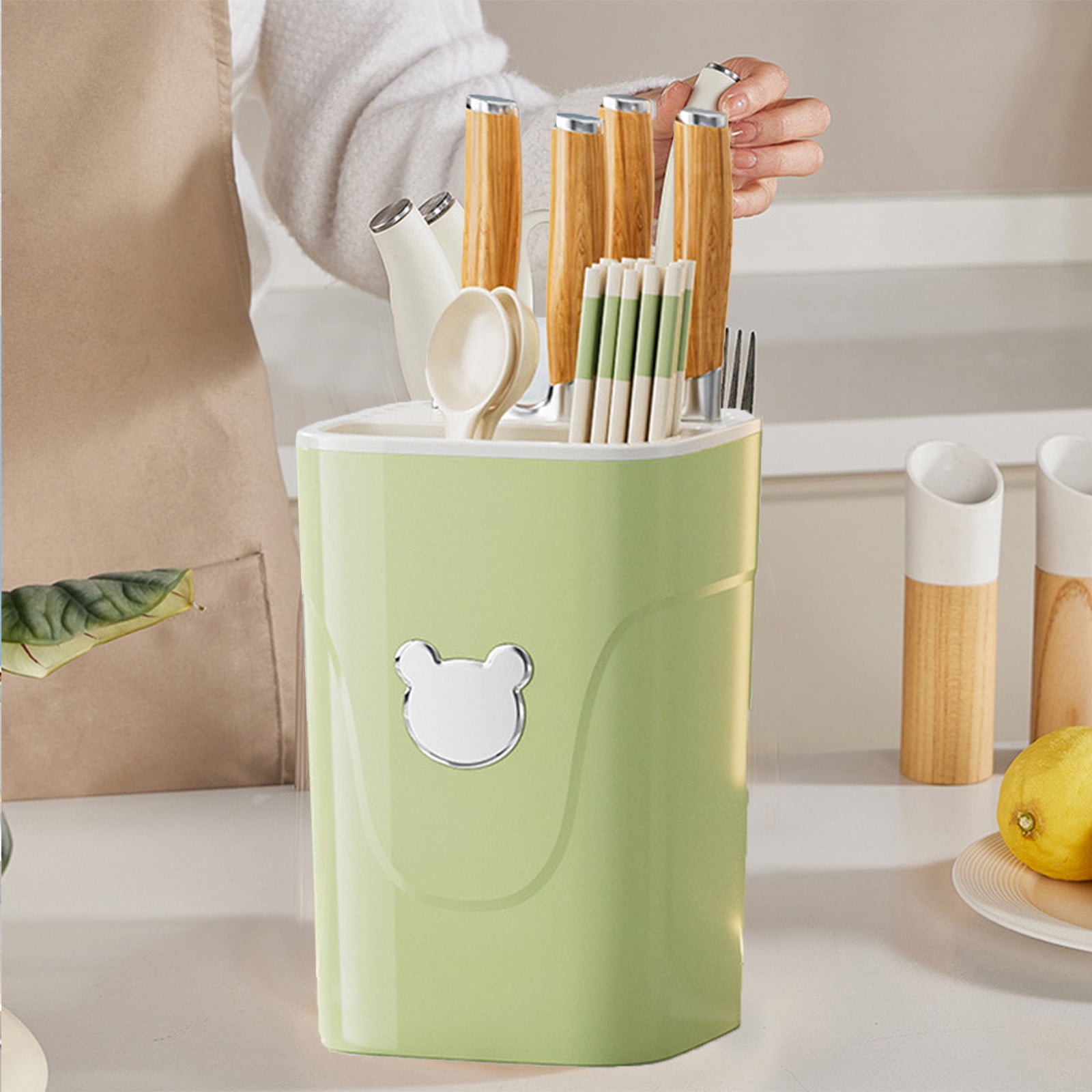 Knife Block,Multi-Functional Kitchen Utensil Organizer,Plastic Design ...