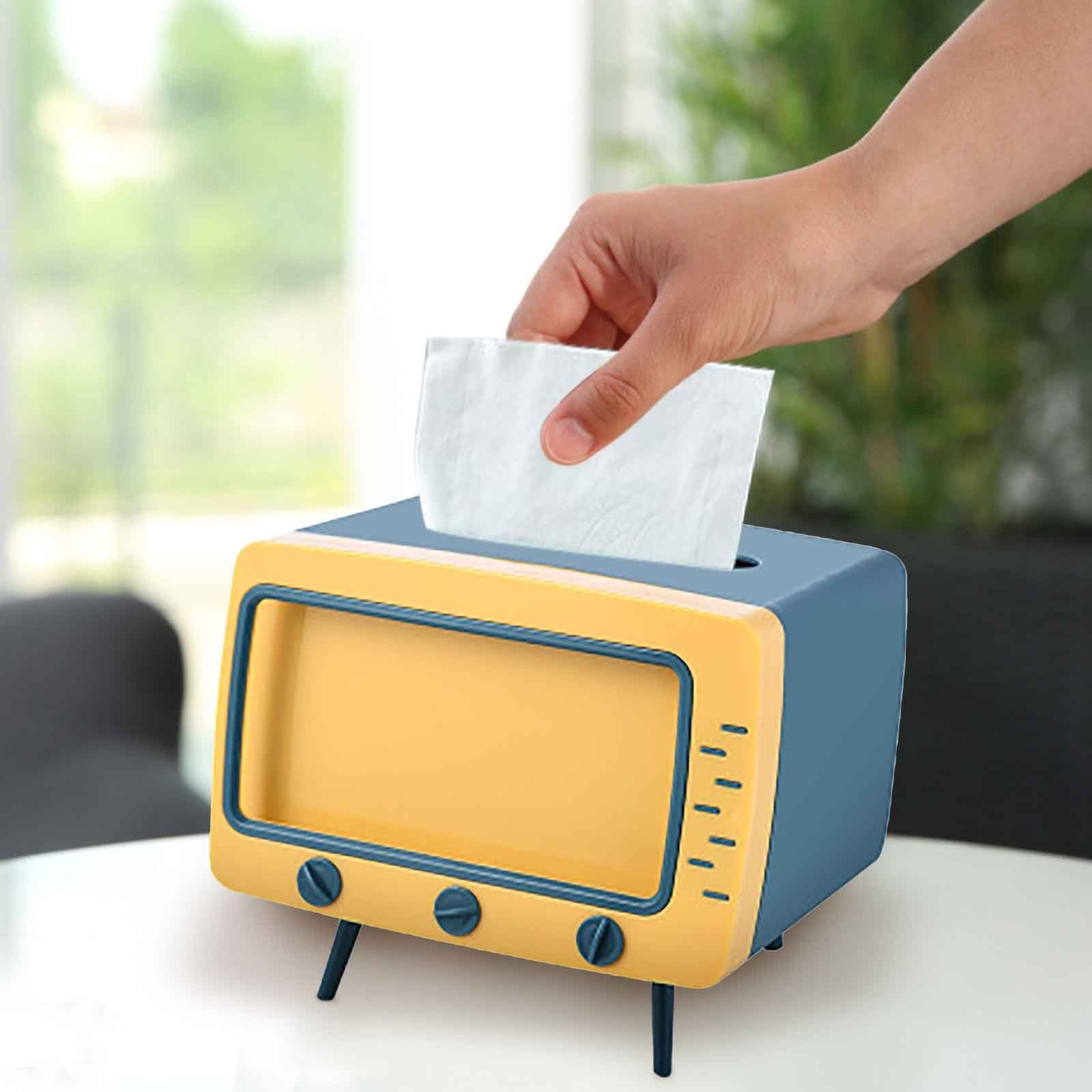 Rwvbm TV-Shaped Tissue Box Cover with Phone Stand Multifunctional ABS ...