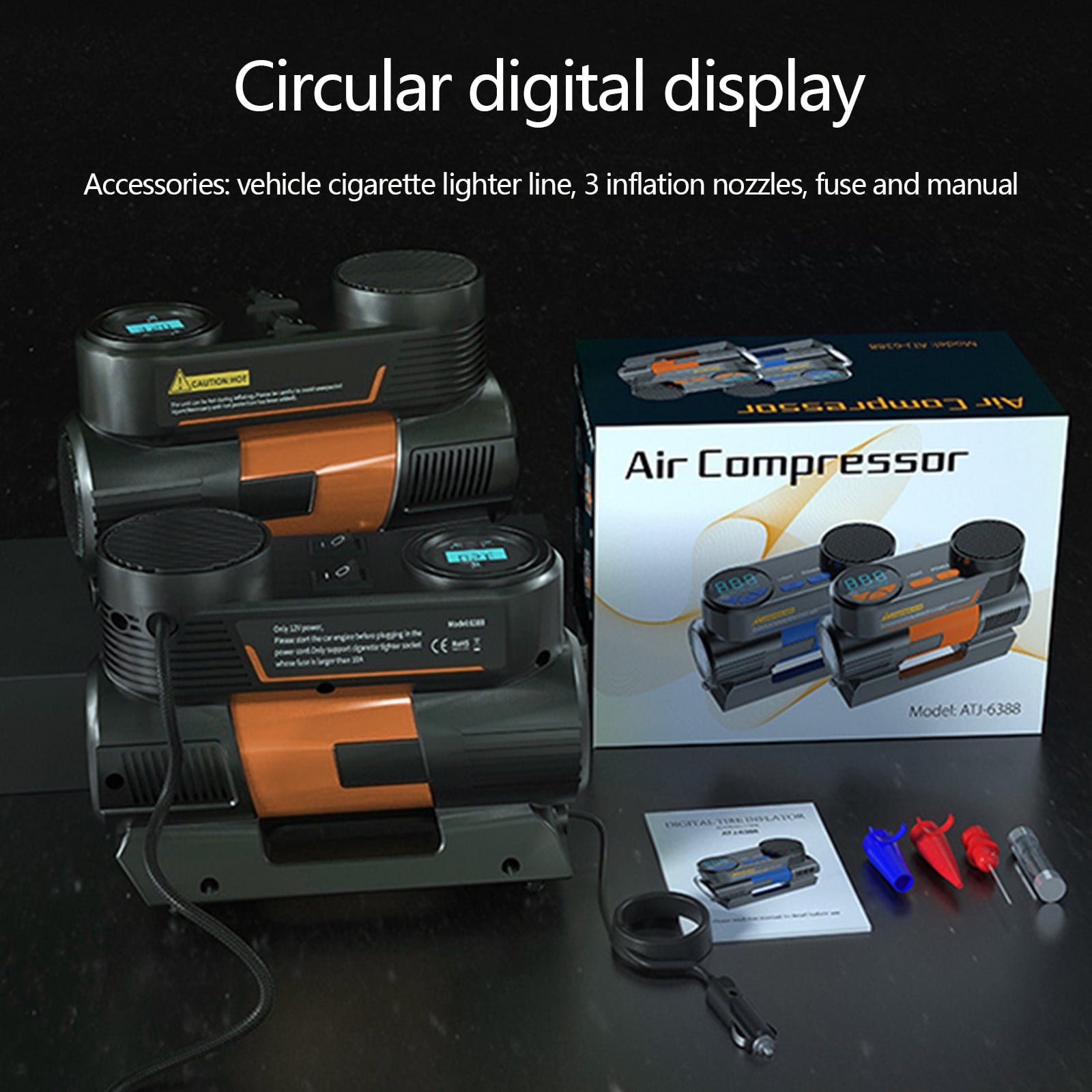 Rwvbm Tire Inflator,Compressor Tire Inflator, 12V Portable Compressor ...