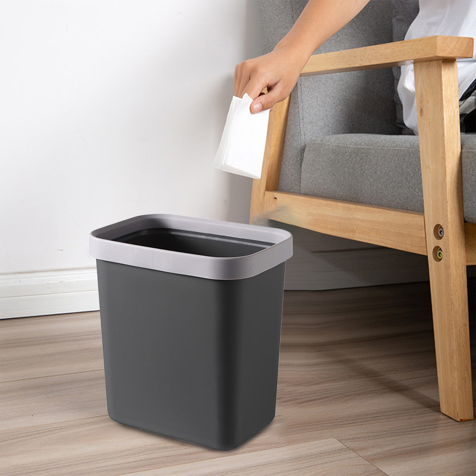 Lidless Trash Can,Compact Plastic Basket,Stylish White Design,Material ...