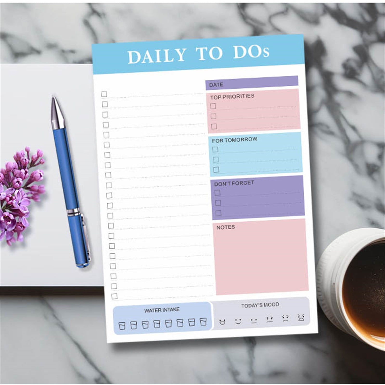 Rwvbm Undated To-Do List Notepad A5 PVC Cover Daily Task Planner with ...