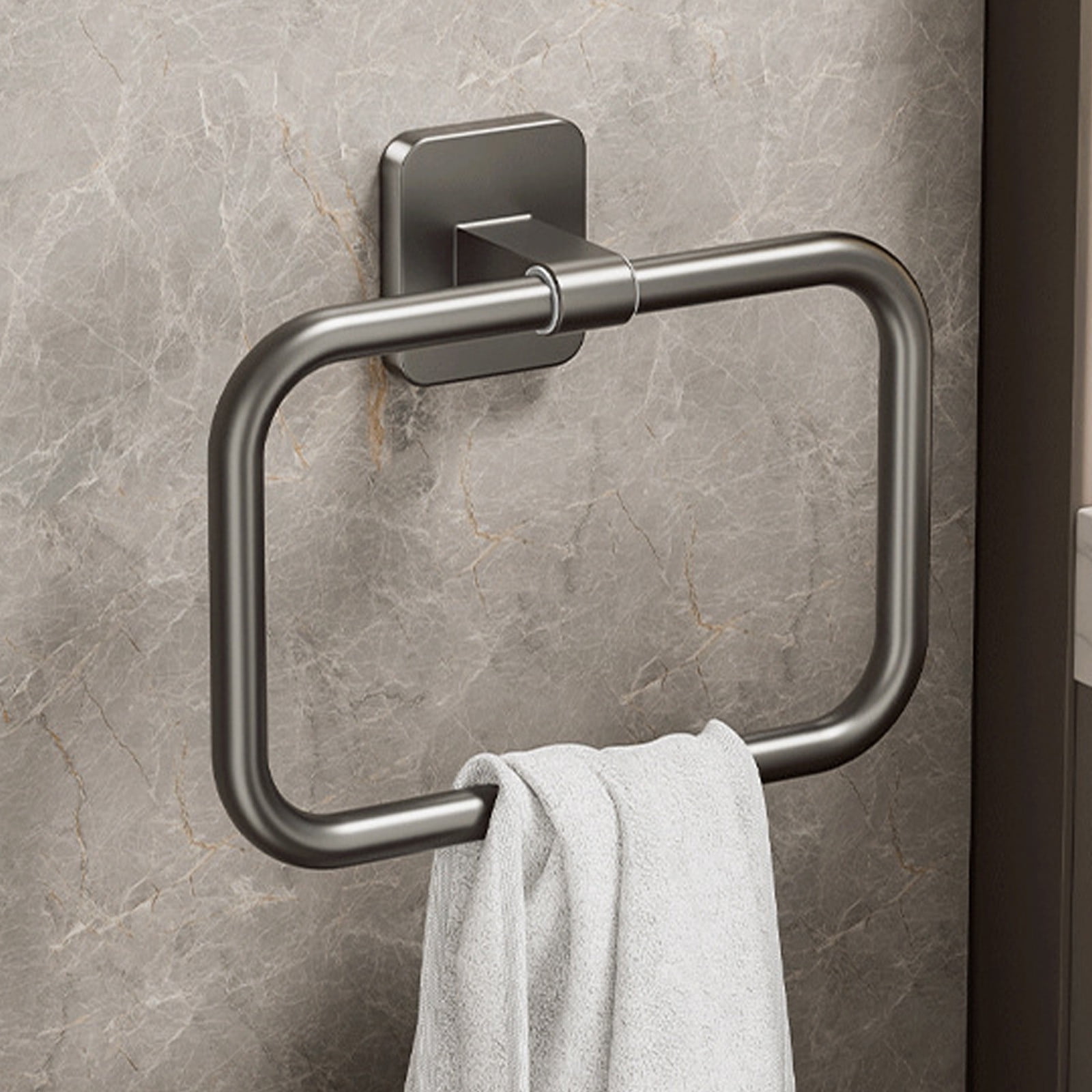 Rwvbm Wall Mounted Towel Rack Round Plastic Towel Ring Hook 8x2.3in ...