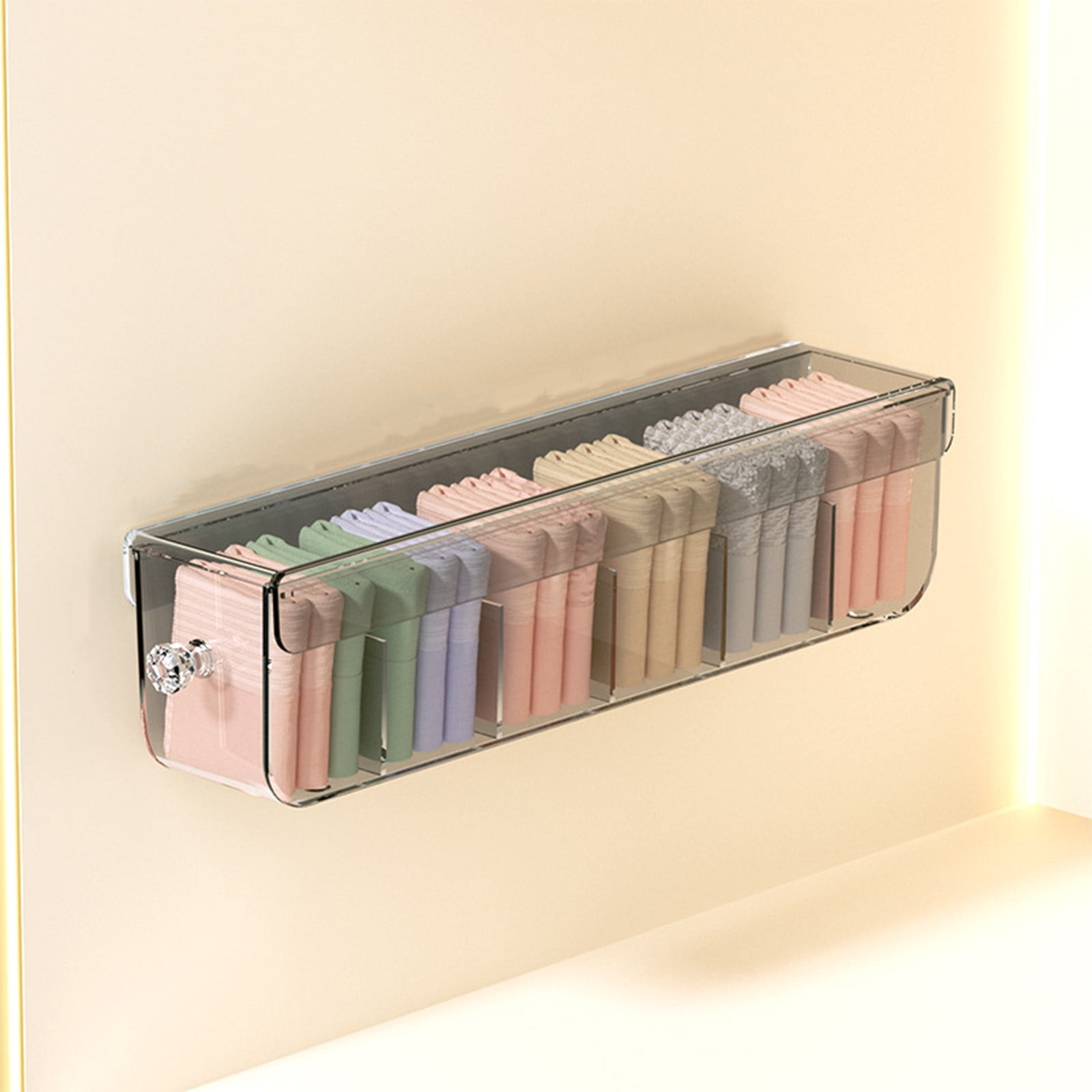Rwvbm Wall-Mounted Underwear & Socks Organizer Box-Transparent Plastic ...