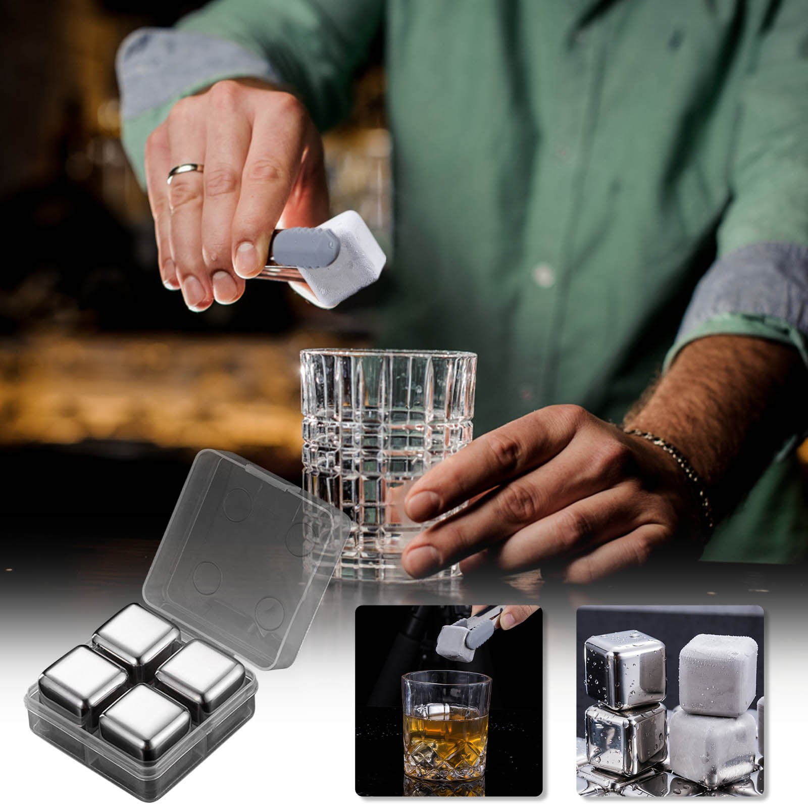 Rwvbm Whiskey Stones Set of 8 Reusable Ice Cubes for Drinks 304 Food ...