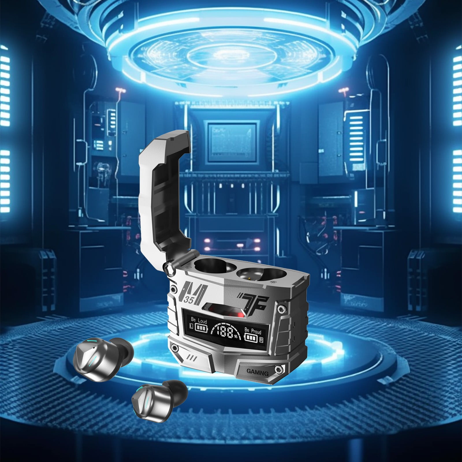 Rwvbm Wireless Gaming Earbuds Bluetooth 5.3 60ms Low Latency Noise Cancelling 5H LED Power ...