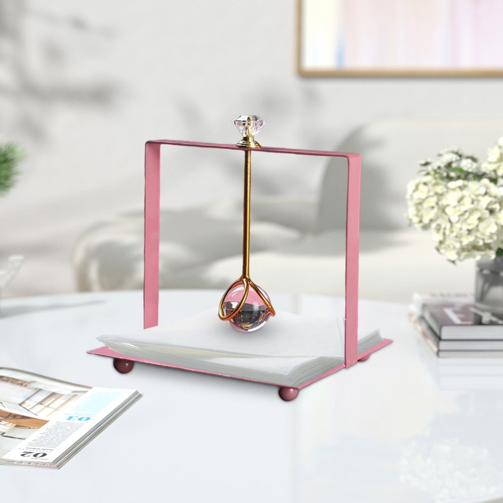 Rwvbm Wrought Iron Crystal Paper Towel Modern Tissue Stand for Home ...
