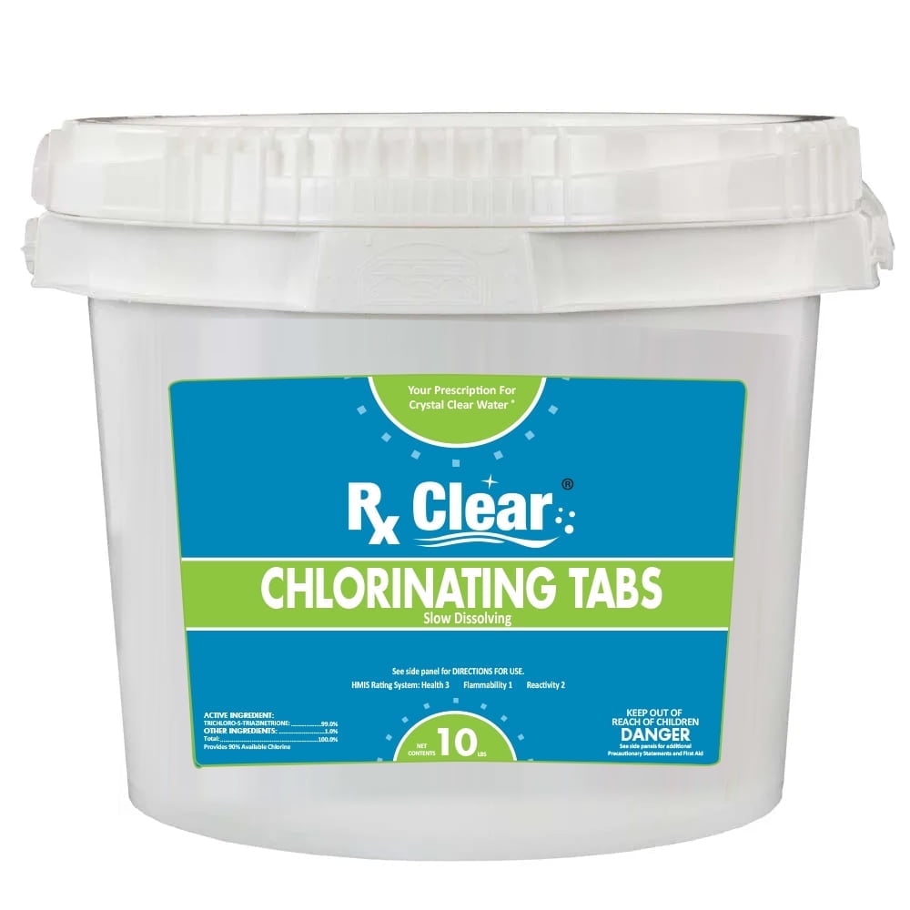 "Rx Clear 3"" Stabilized Chlorine Tablets, 10 lbs Bucket Chlorinating ...