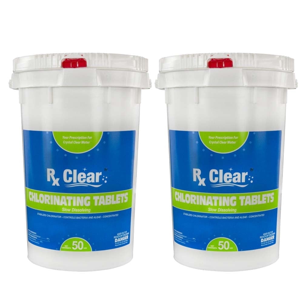 "Rx Clear Stabilized Chlorinating Tablets for Swimming Pools, 3"", 100 ...