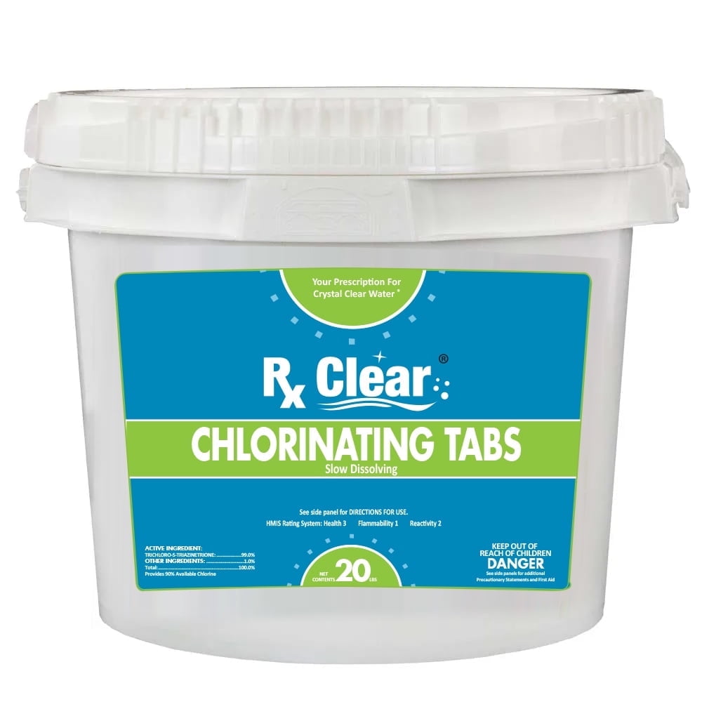 "Rx Clear Stabilized Chlorine Tablets, 3"", Slow-Dissolving, UV ...