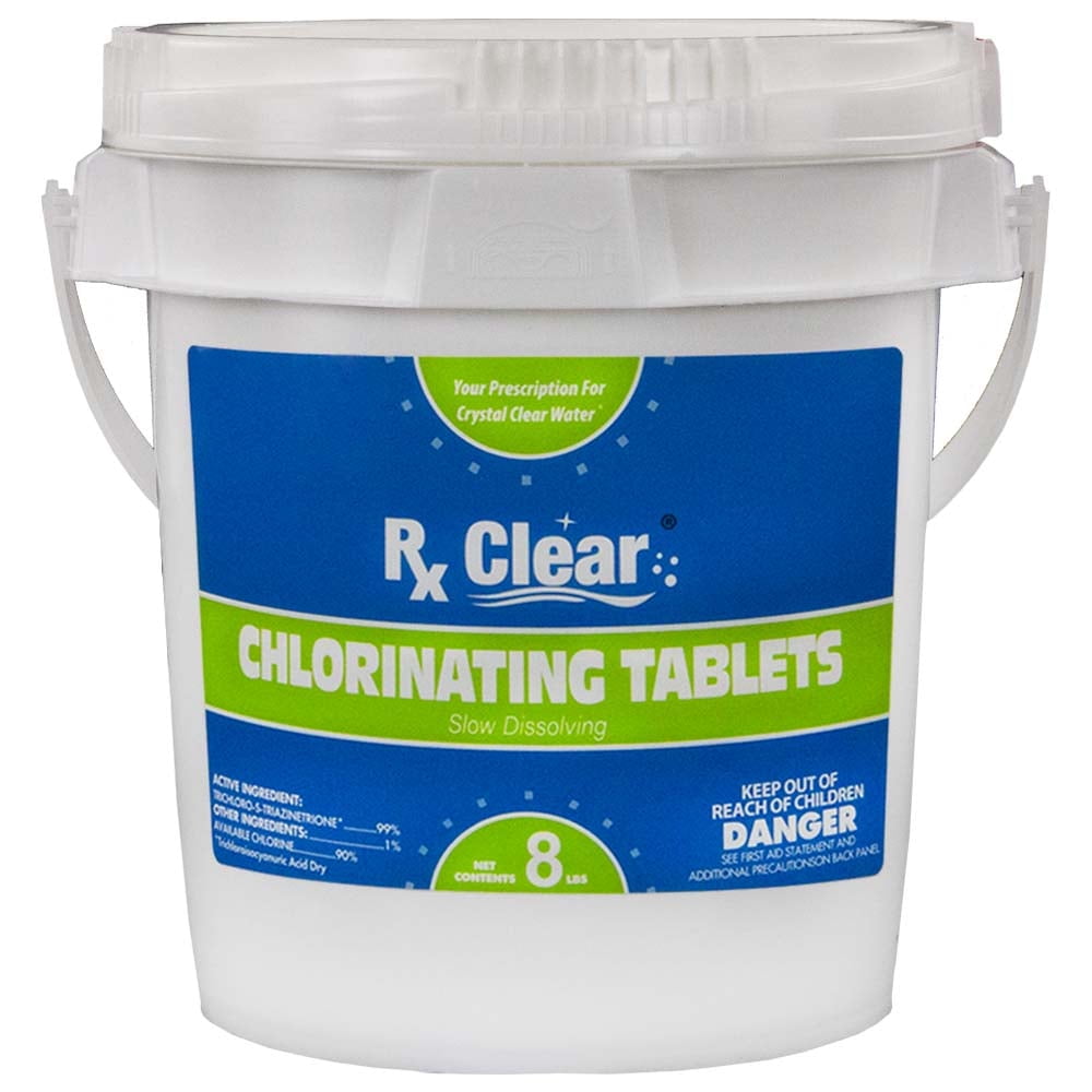 Rx Clear 3" Stabilized Chlorine Tablets for Swimming Pools, 8 lbs ...