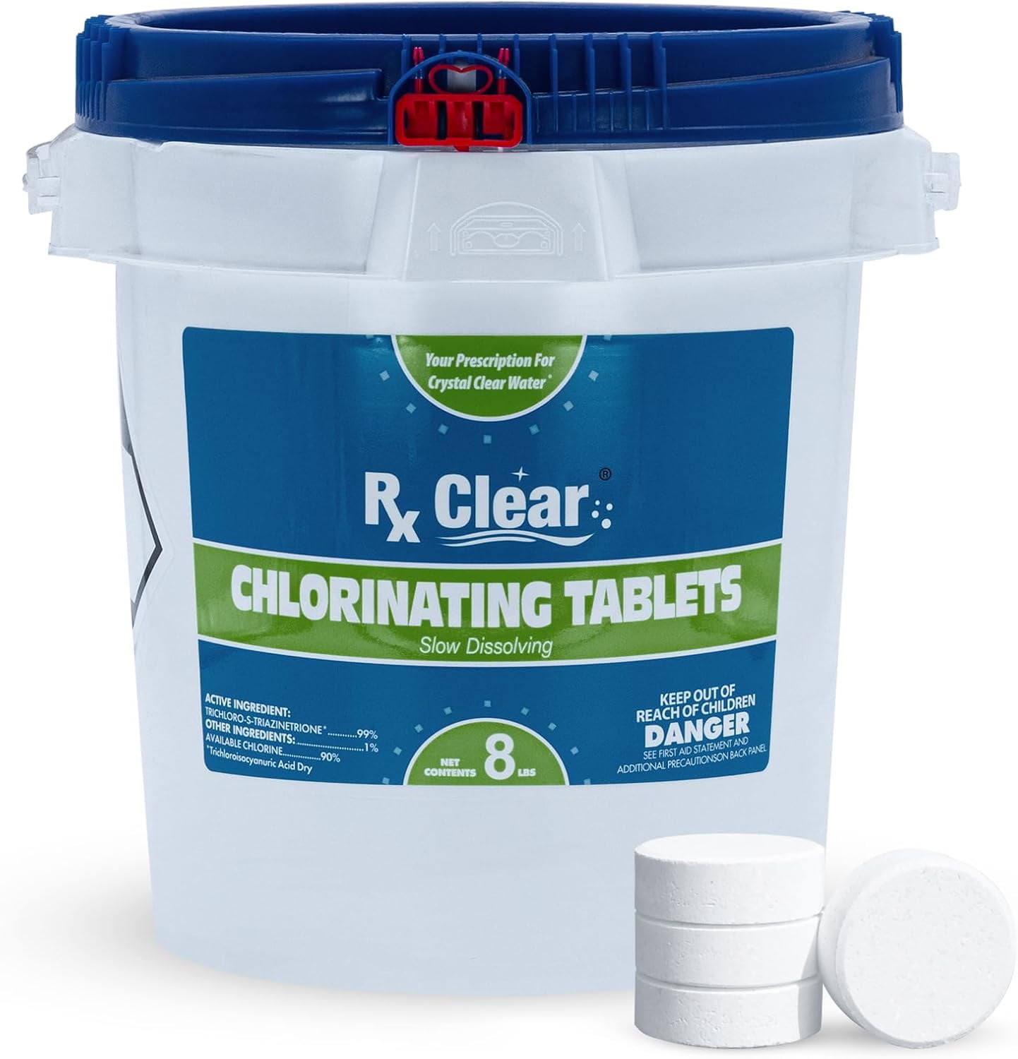 "Rx Clear Long Lasting Stabilized Chlorinating Chemicals, 3"" Chlorine ...