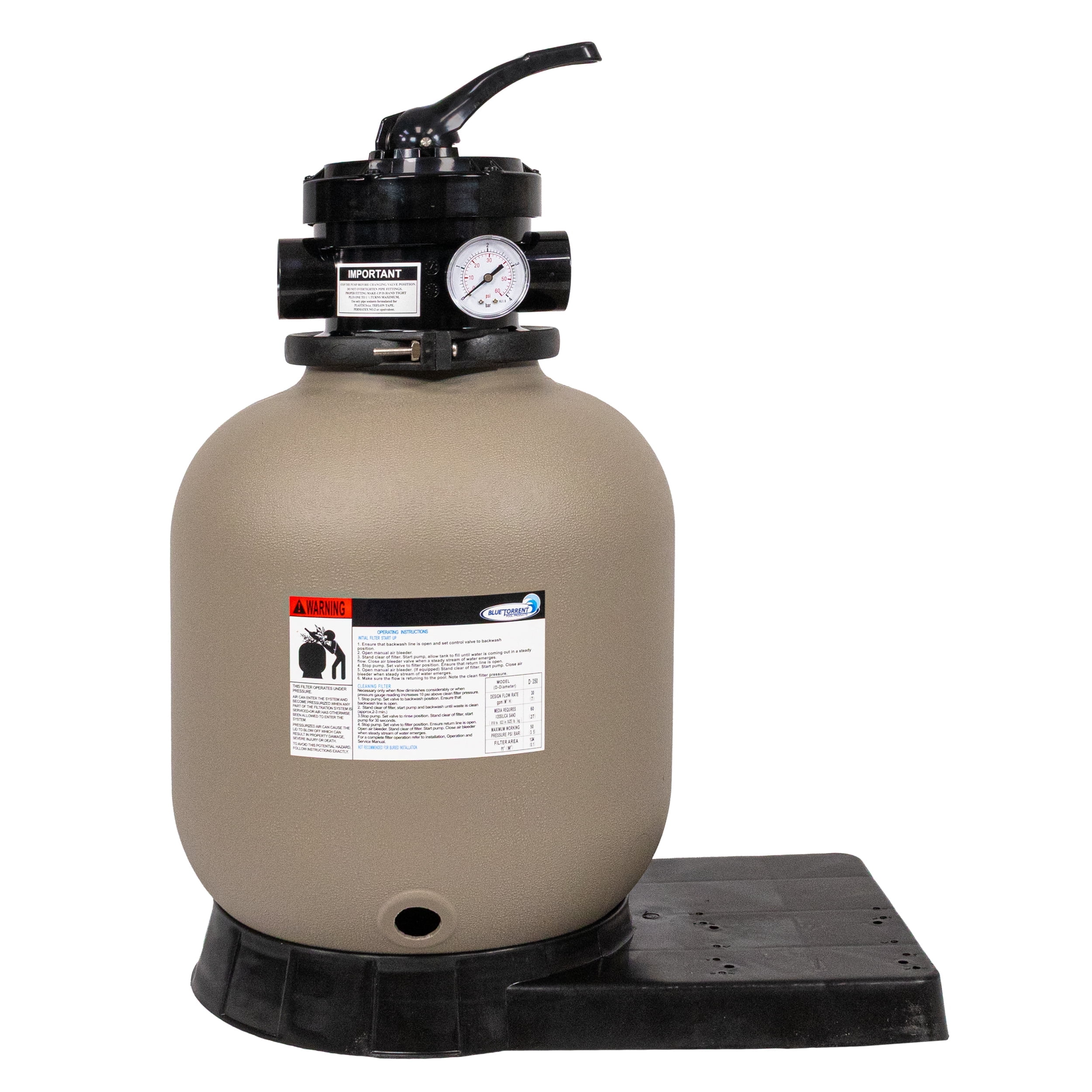 Rx Clear Above Ground Sand Filter Tank with Valve & Long Base, 14 ...