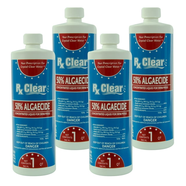 Rx Clear Algaecide 50 Plus for Swimming Pools, 4 Pack - Walmart.com