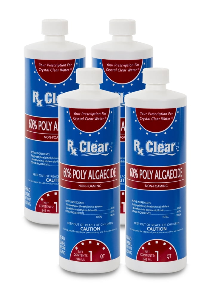Free Shipping! Rx Clear Algaecide 60 Plus Liquid for Swimming Pools, 4 ...